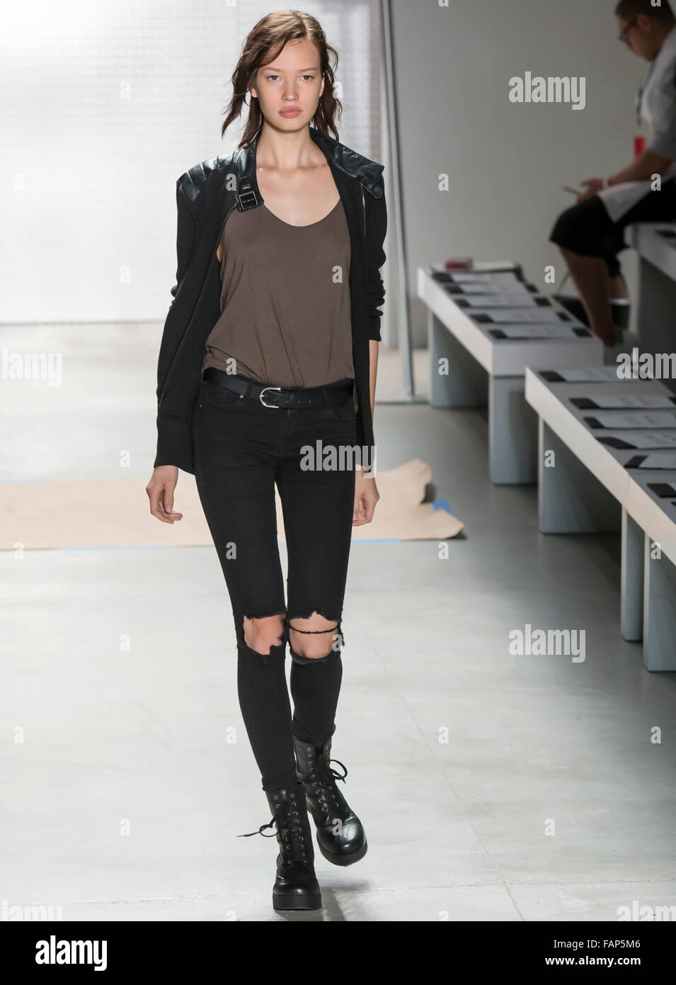 New York, NY - September 15, 2015: Kid Plotnikova walks the runway at ...