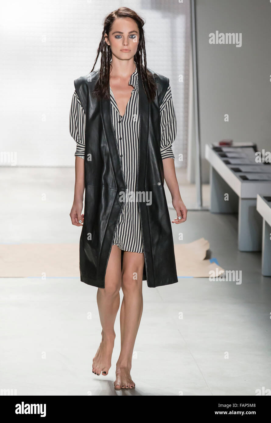 New York, NY - September 15, 2015: Marinet Matthee walks the runway at ...