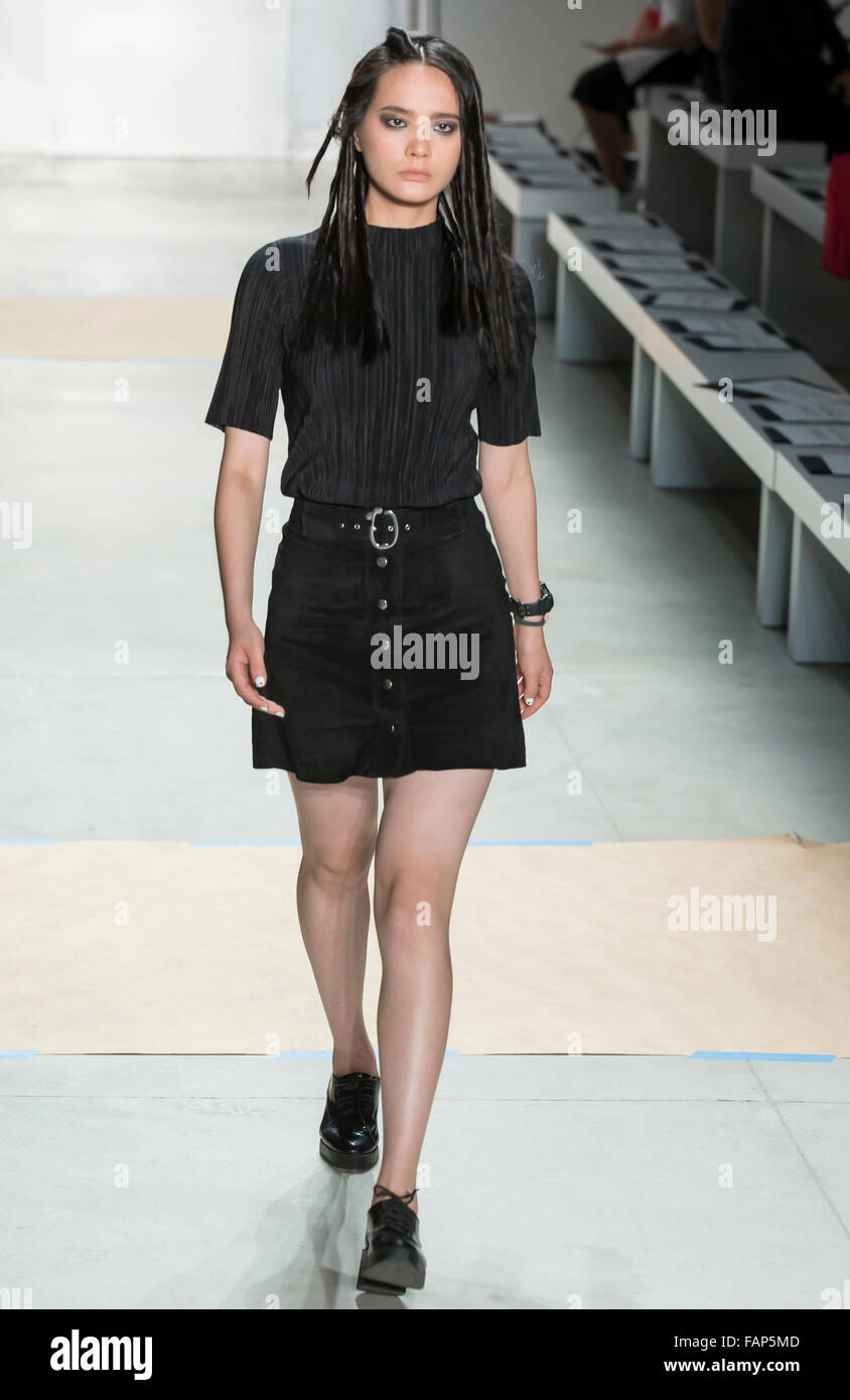 New York, NY - September 15, 2015: Li Wei walks the runway at rehearsal ...