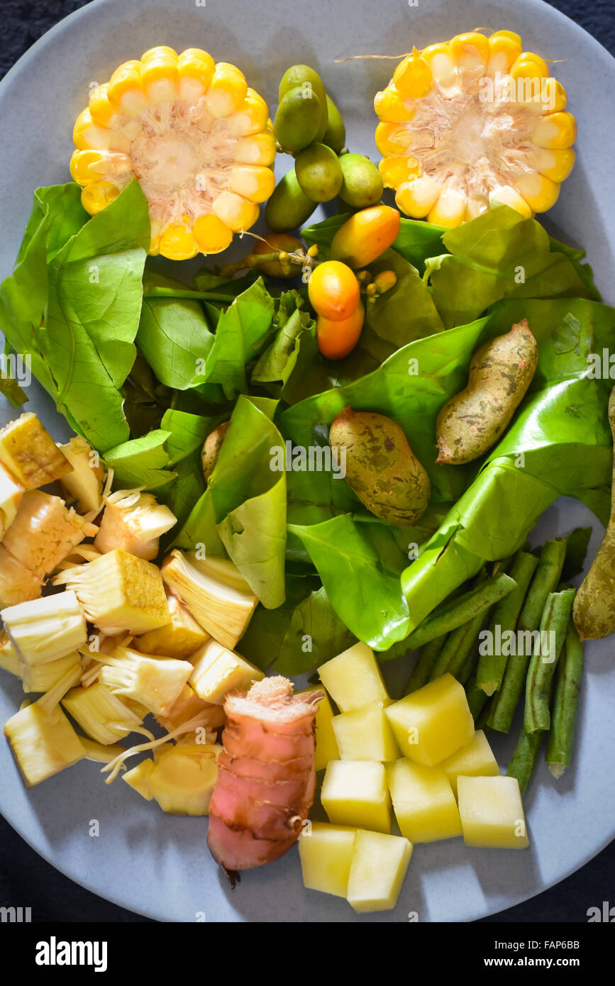 Indonesian-style tamarind vegetable soup cooking materials Stock Photo ...