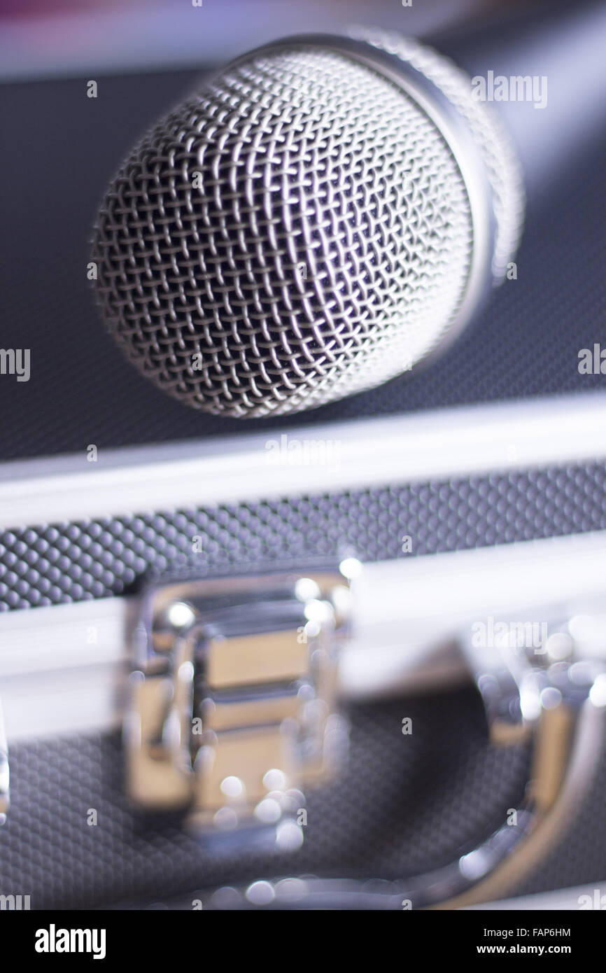 Audio recording vocal studio professional microphone and hard metal and ...