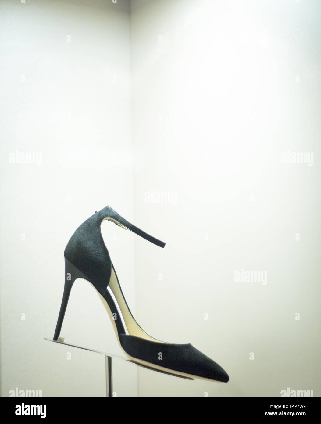 Women's leather shoes in fashion store window display photo Stock Photo ...