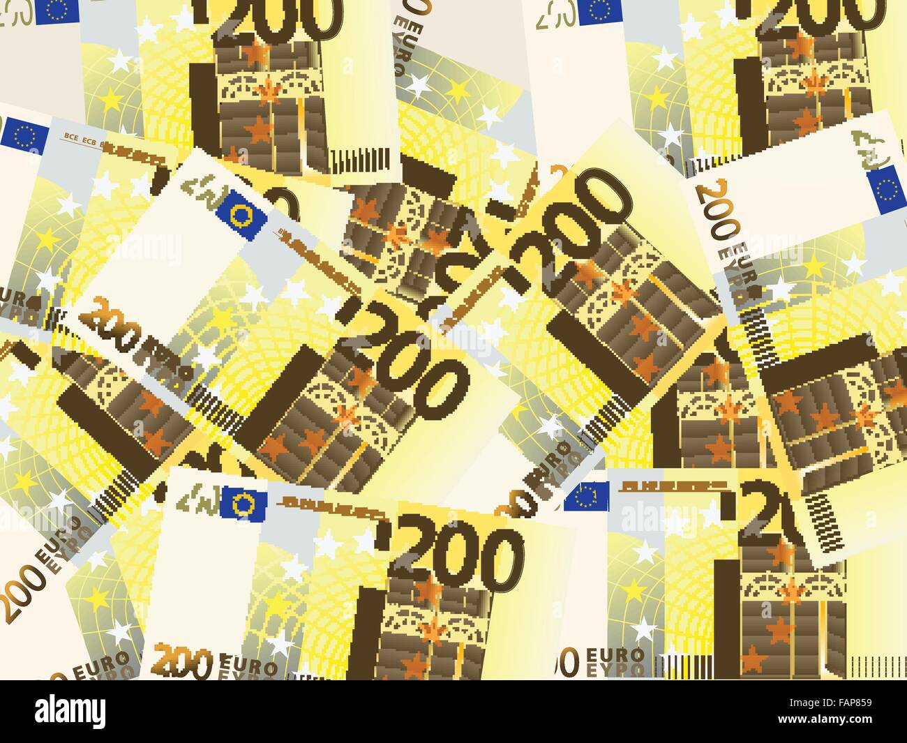 Background from a two hundred euro banknotes. Vector illustration Stock ...