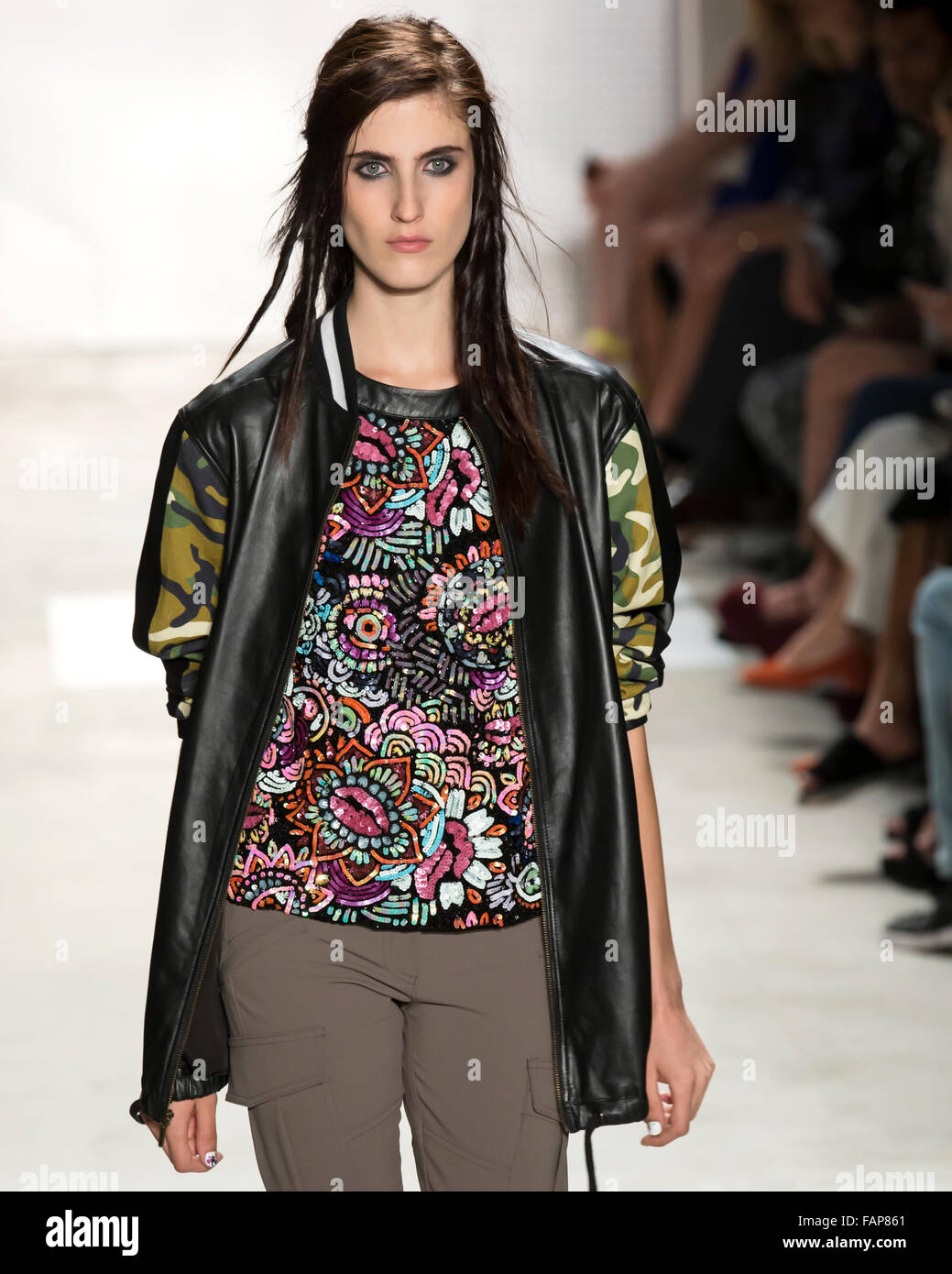 New York, NY - September 11, 2015: Amanda Moreno walks the runway at ...