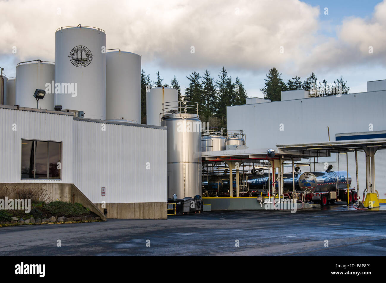 Loading area for bulk milk trucks at the Tillamook Cheese Factory ...