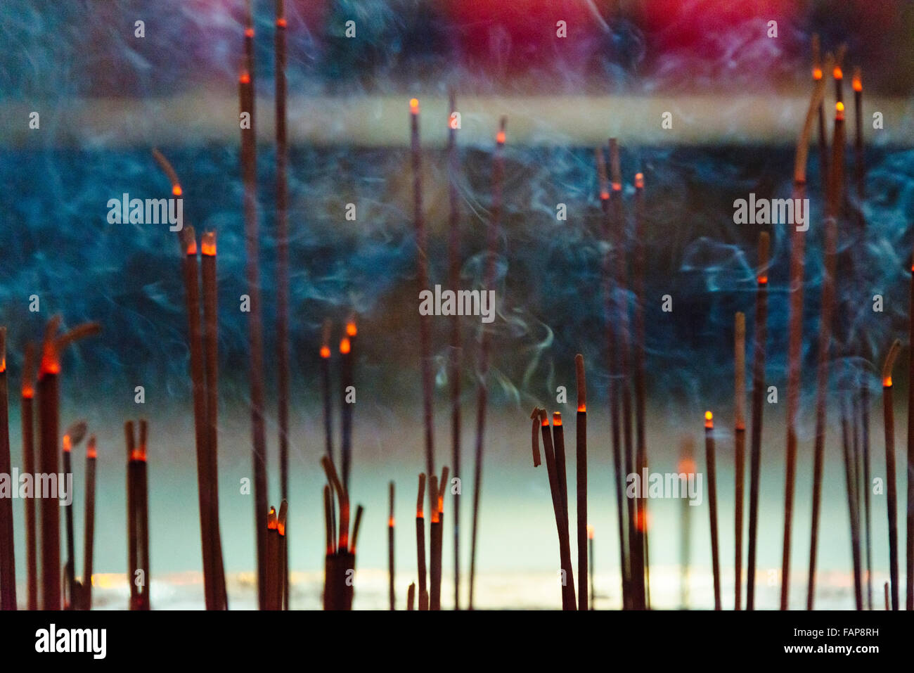 Incense burning at Cixian Temple dedicated to Matsu in Shilin, Taipei ...