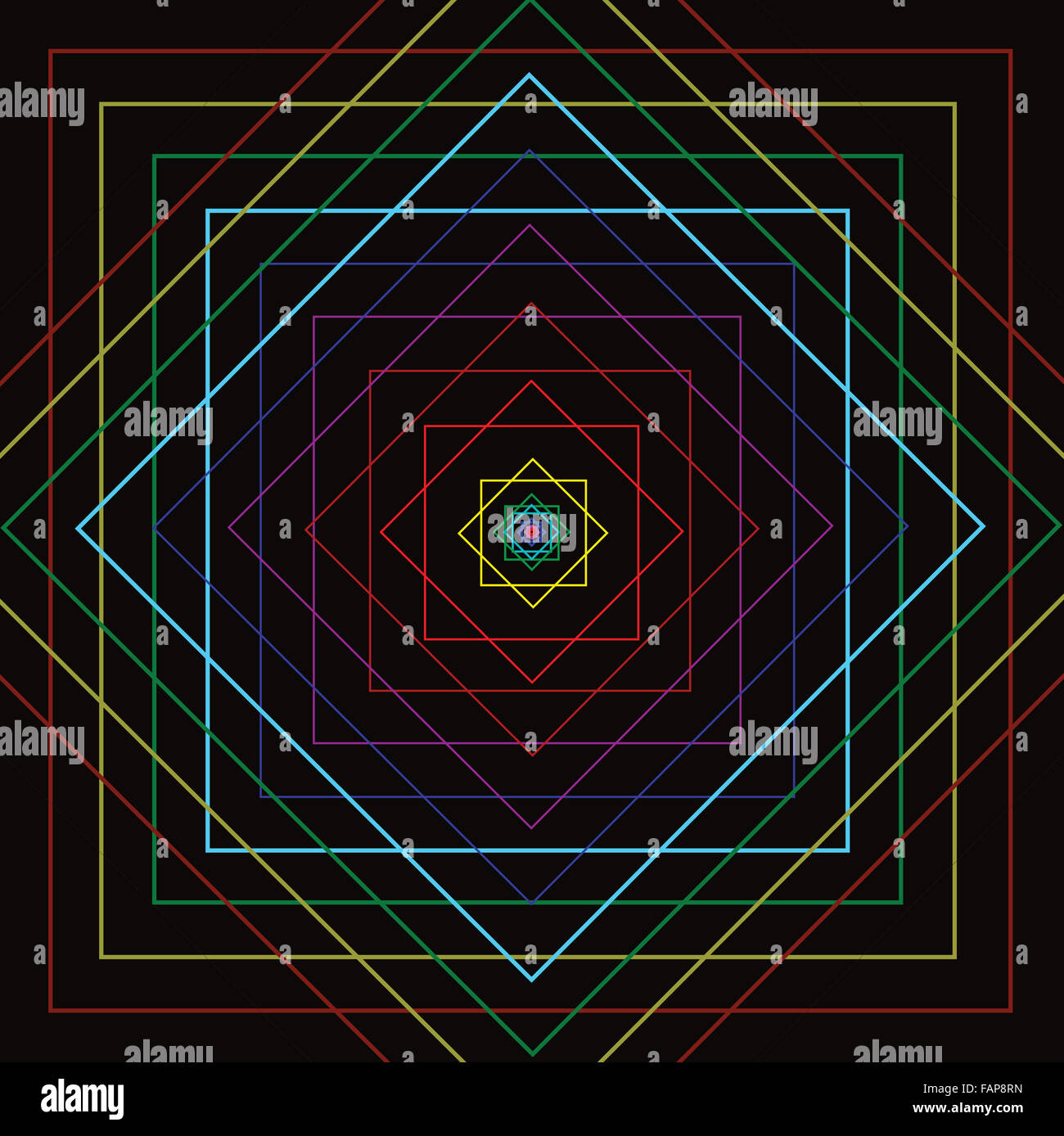 Colorful square line movement with black background Stock Photo - Alamy