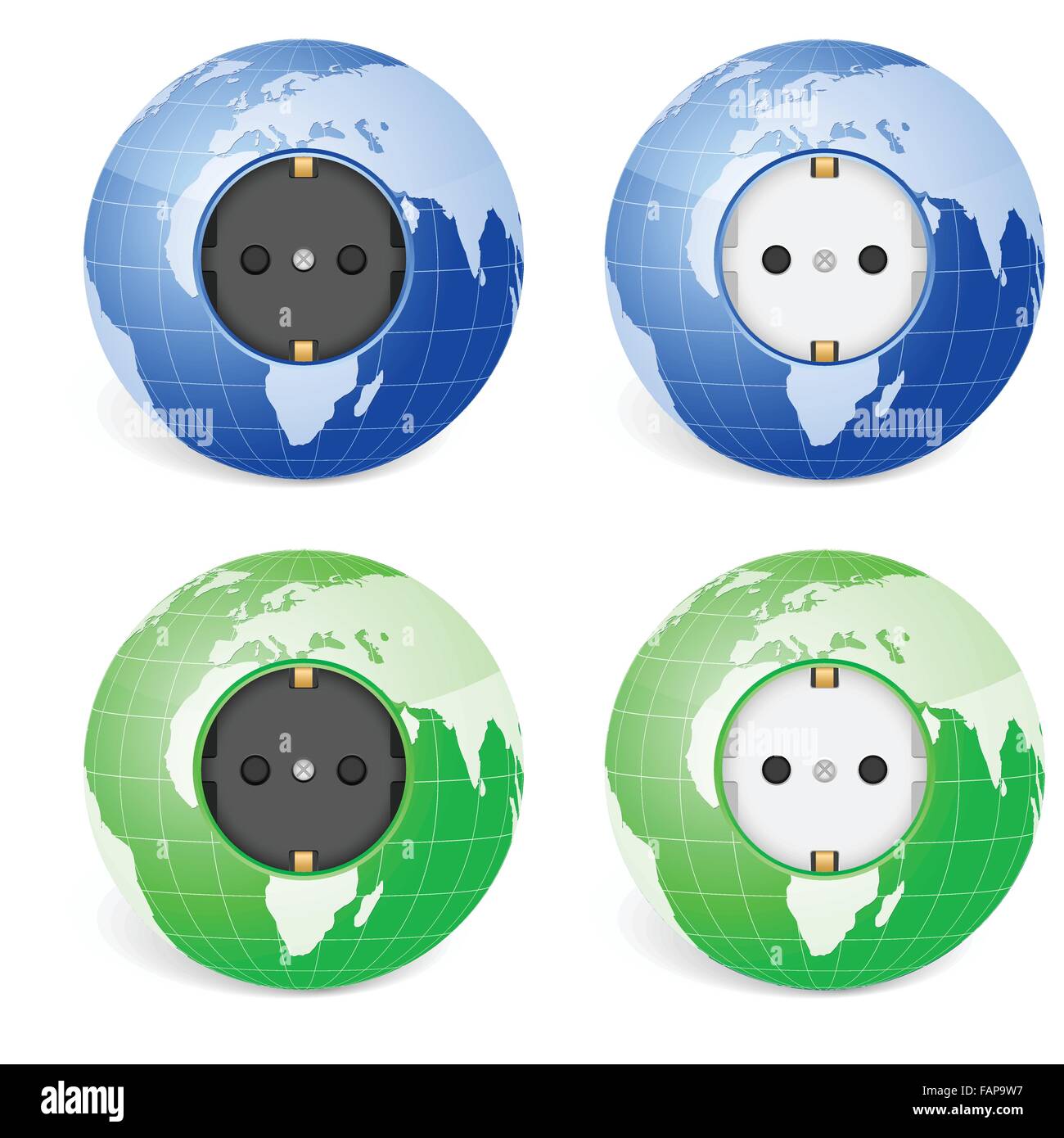 World globe with outlet socket on white background. Vector illustration ...