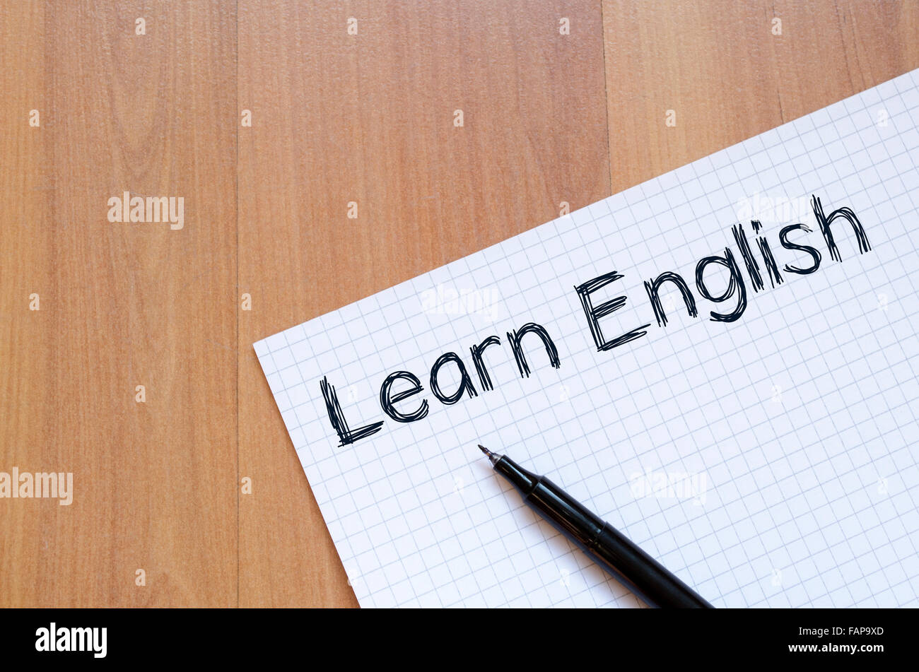 Learn english text concept write on notebook with pen Stock Photo - Alamy