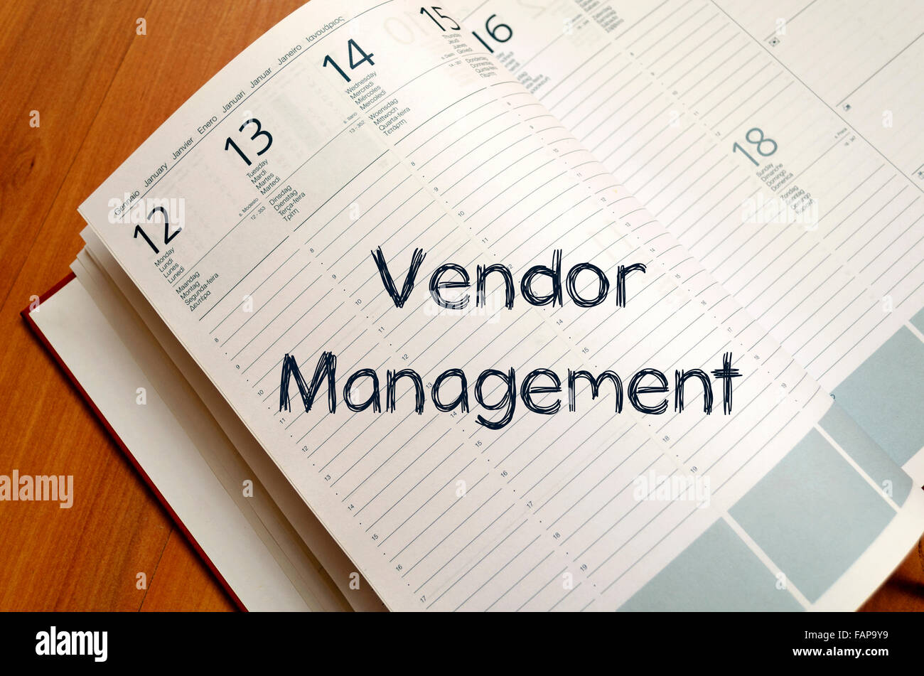 Vendor management text concept write on notebook Stock Photo - Alamy