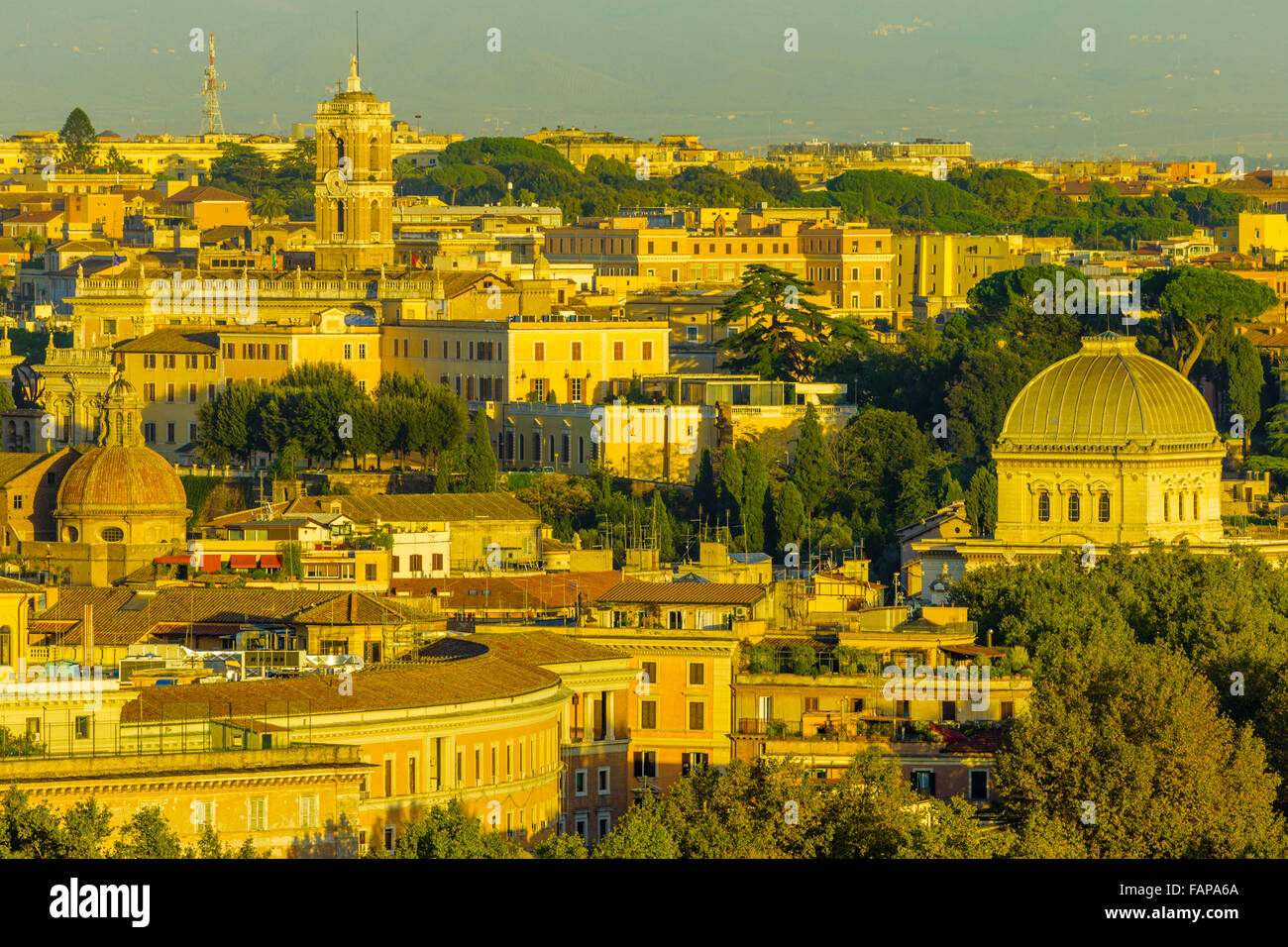 view of Rome from Piazza Giuseppe Garibaldi, in evening light Stock ...