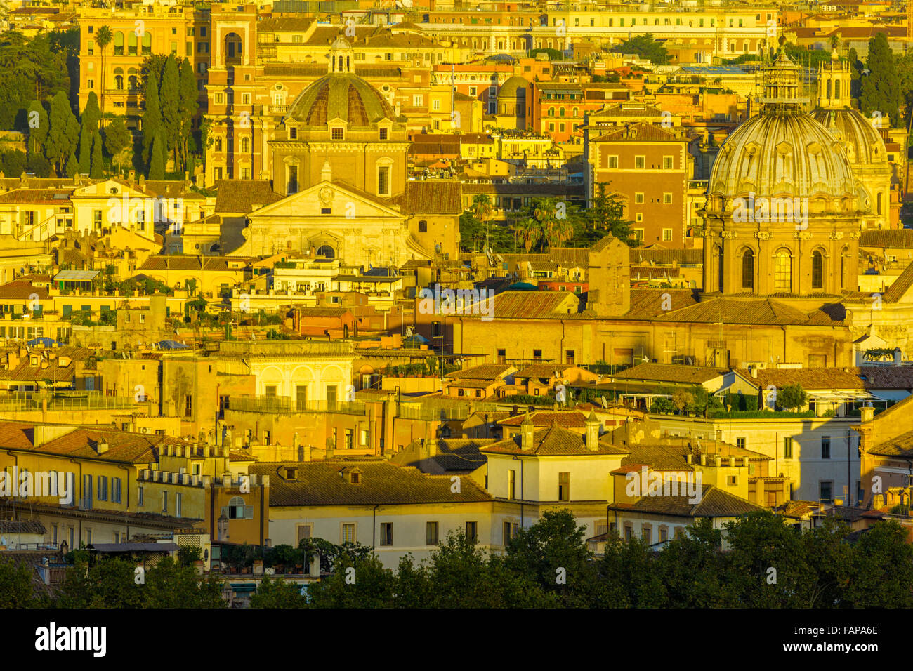 view of Rome from Piazza Giuseppe Garibaldi, in evening light Stock ...