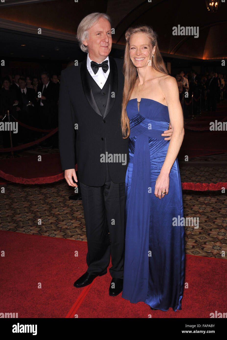 LOS ANGELES, CA - JANUARY 30, 2010: James Cameron & wife Suzy Amis at ...