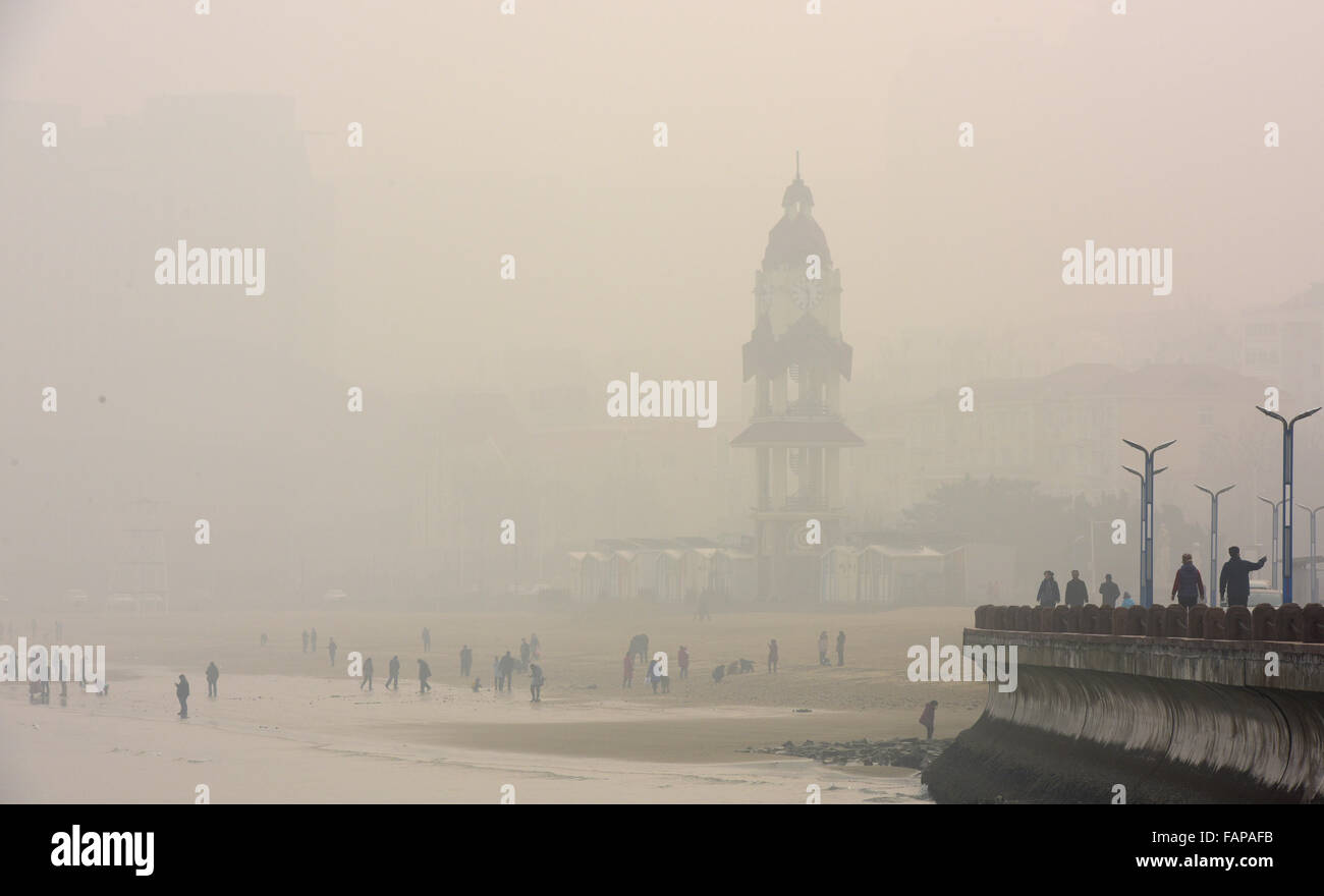 Yantai. 3rd Jan, 2016. Photo taken on Jan. 3, 2016 shows the smog ...