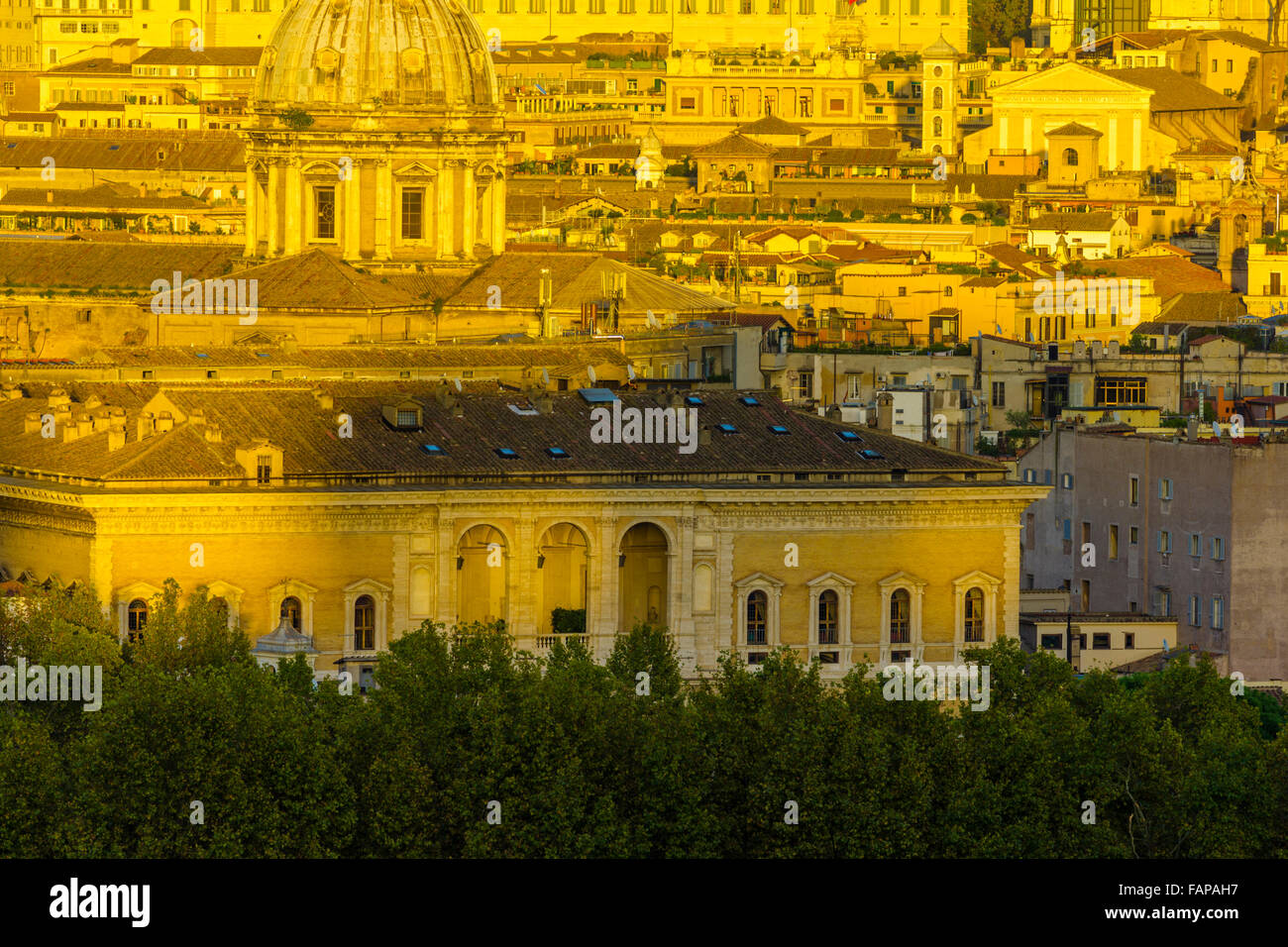 view of Rome from Piazza Giuseppe Garibaldi, in evening light Stock ...