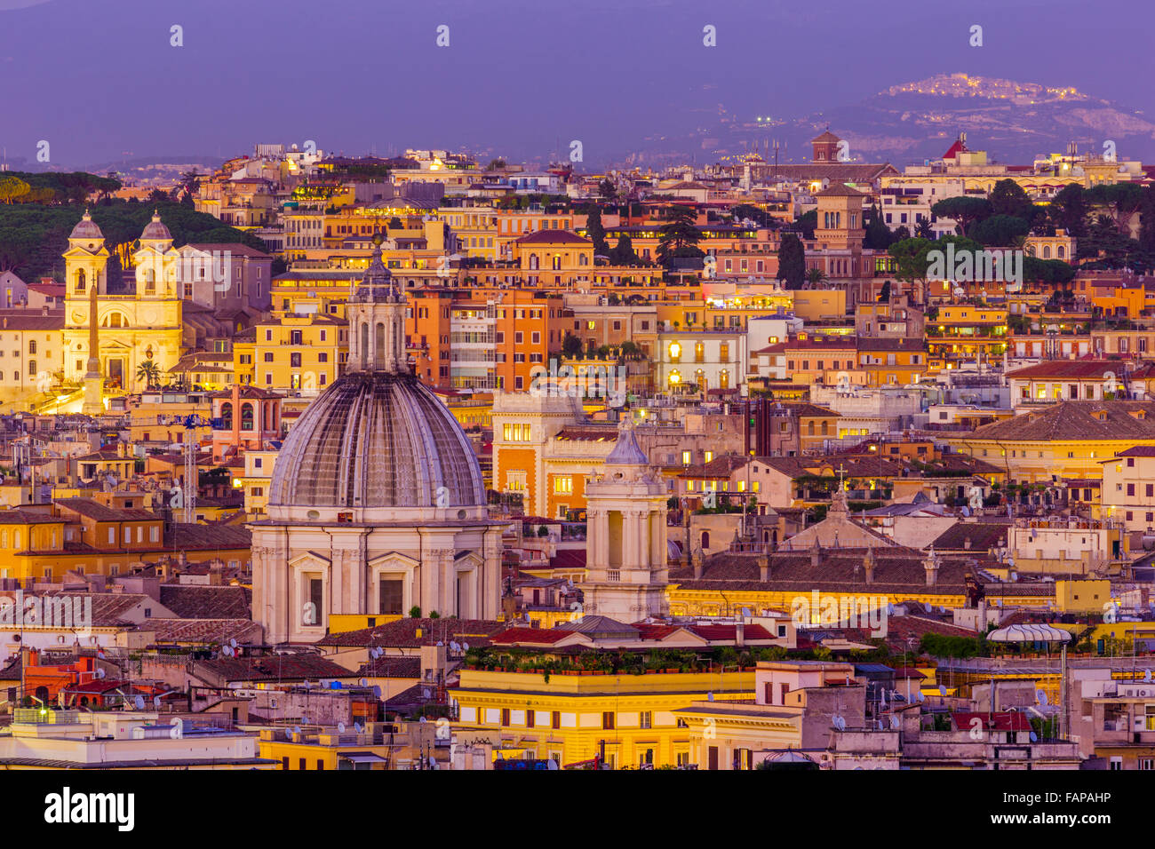 view of Rome from Piazza Giuseppe Garibaldi, in evening light Stock ...