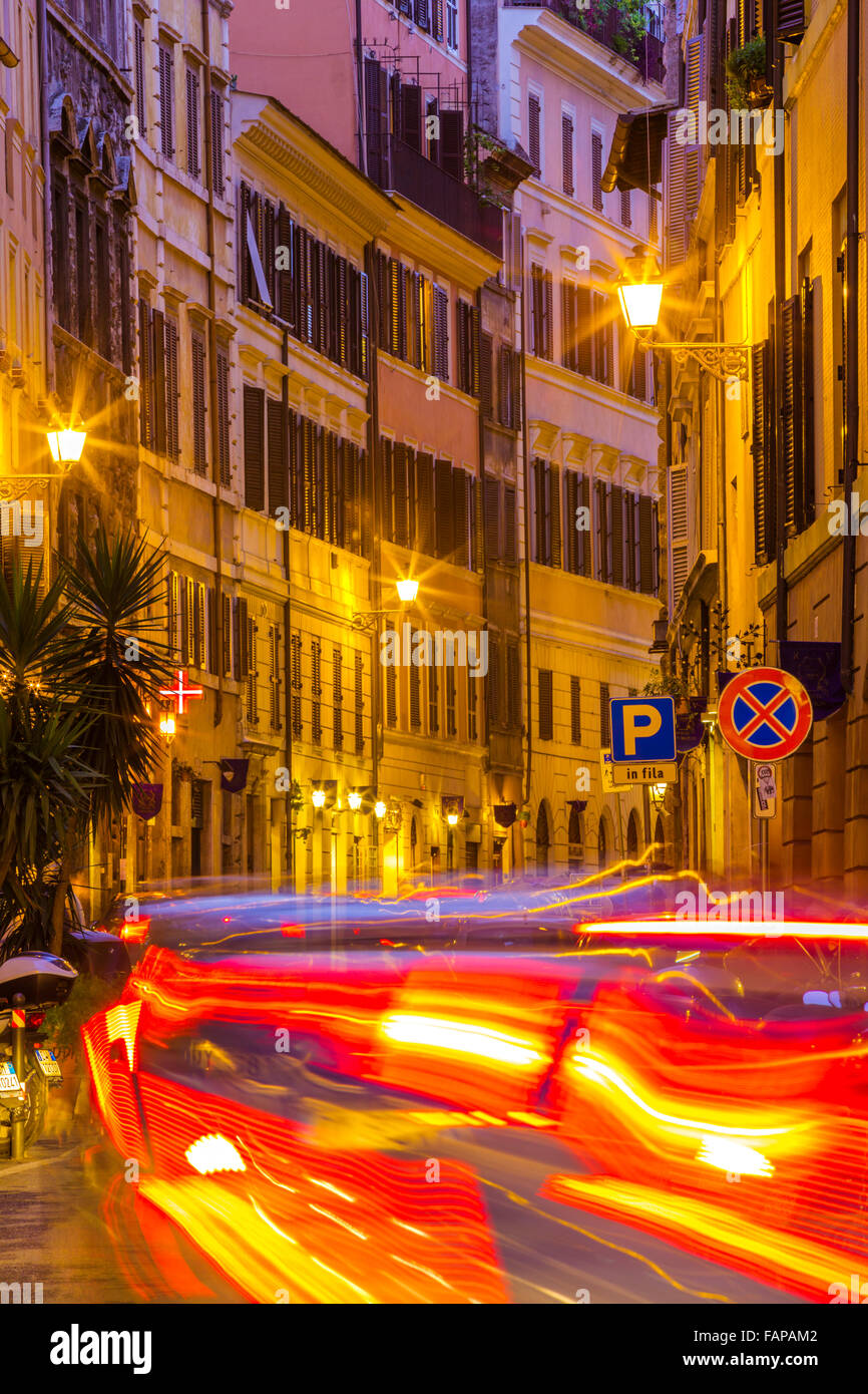 traffic at night in Rome Stock Photo - Alamy