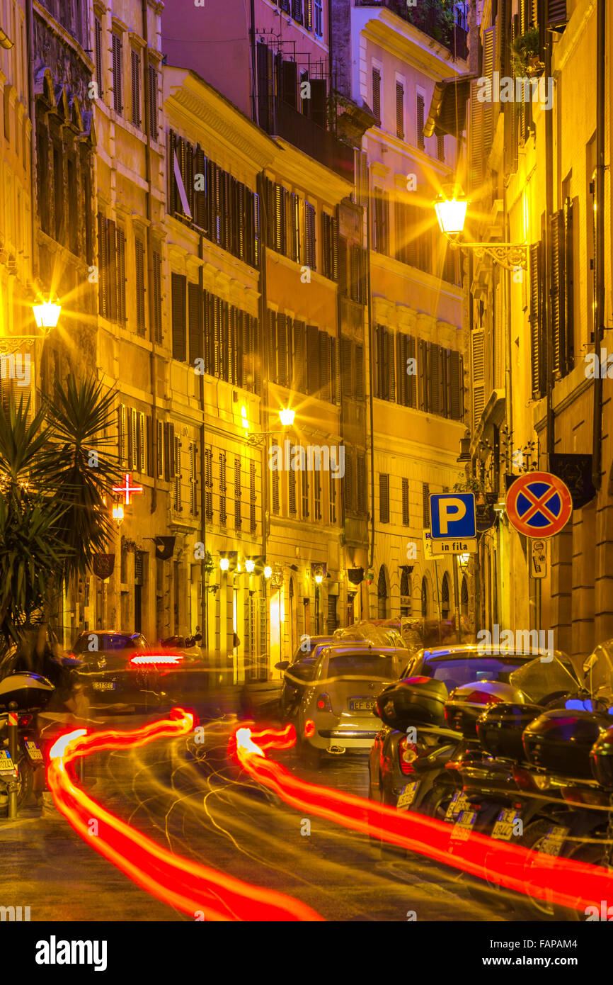 traffic at night in Rome Stock Photo - Alamy