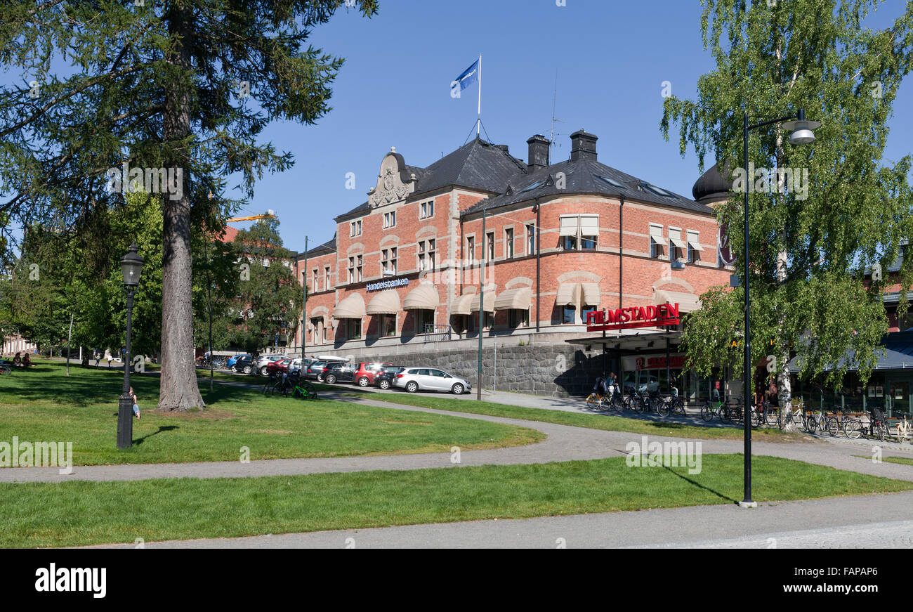 UMEA, SWEDEN ON AUGUST 04, 2015. Street view a sunny day. Unidentified ...