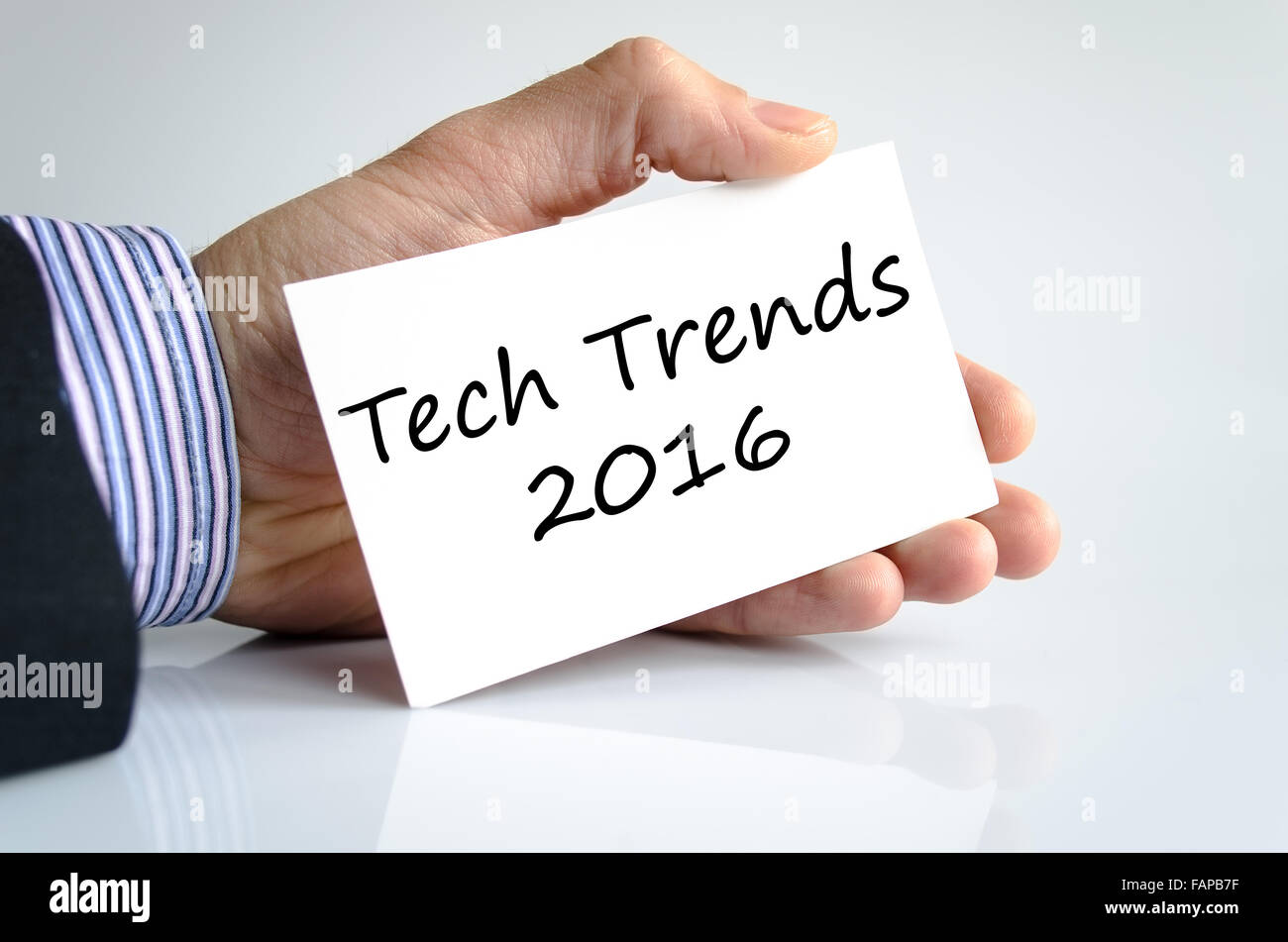 Tech trends 2016 text concept isolated over white background Stock ...