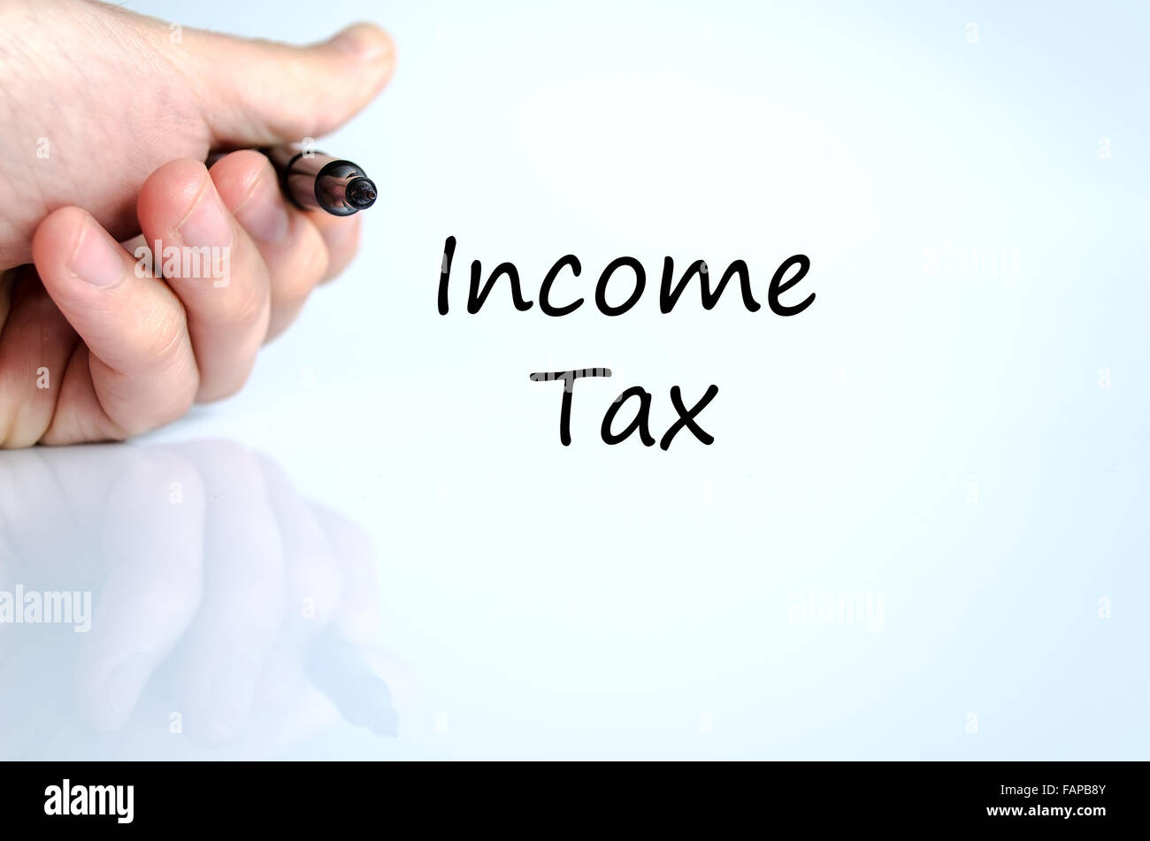 Income tax text concept isolated over white background Stock Photo - Alamy