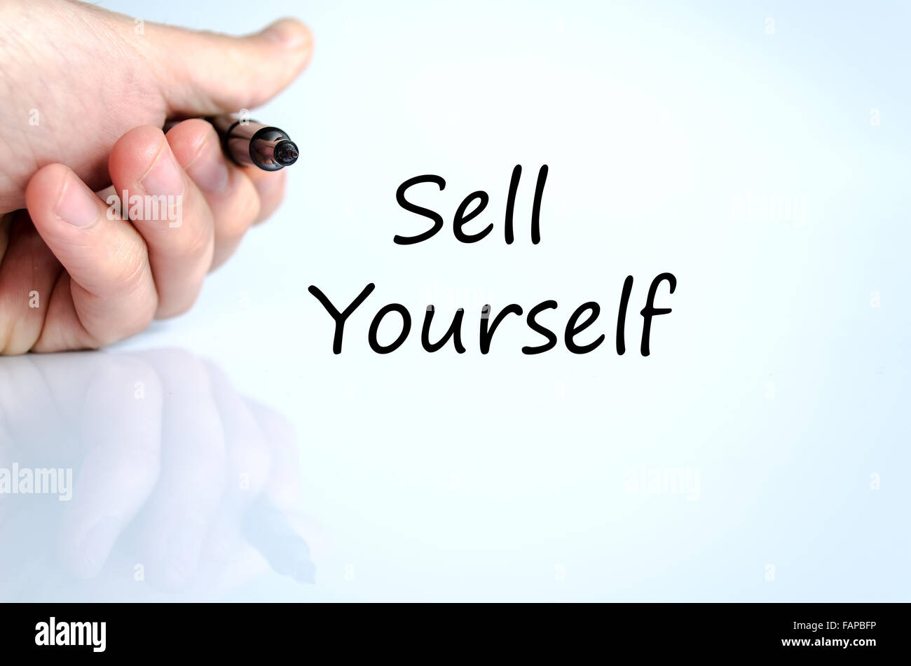 Sell yourself text concept isolated over white background Stock Photo ...