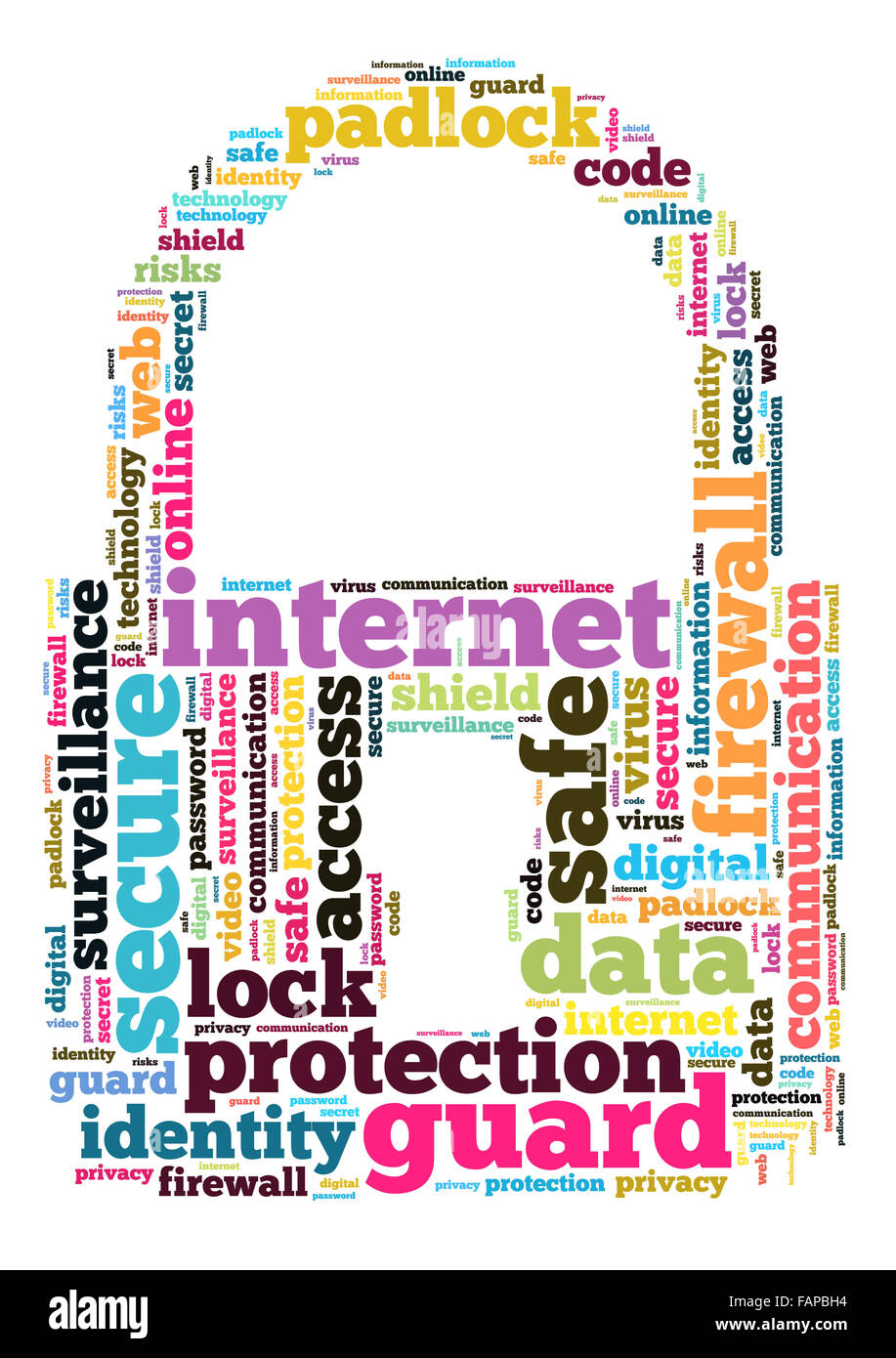 Security word cloud illustration concept over padlock shape Stock Photo ...