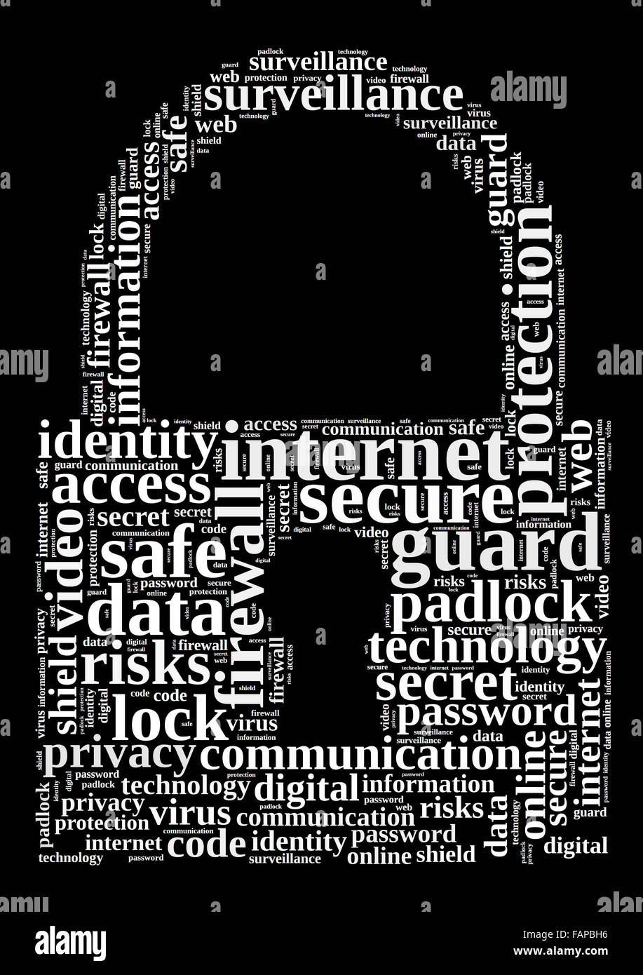 Security padlock word cloud illustration hi-res stock photography and ...