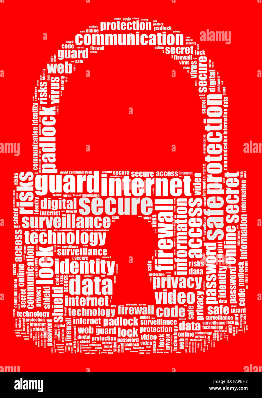 Security word cloud illustration concept over padlock shape Stock Photo ...