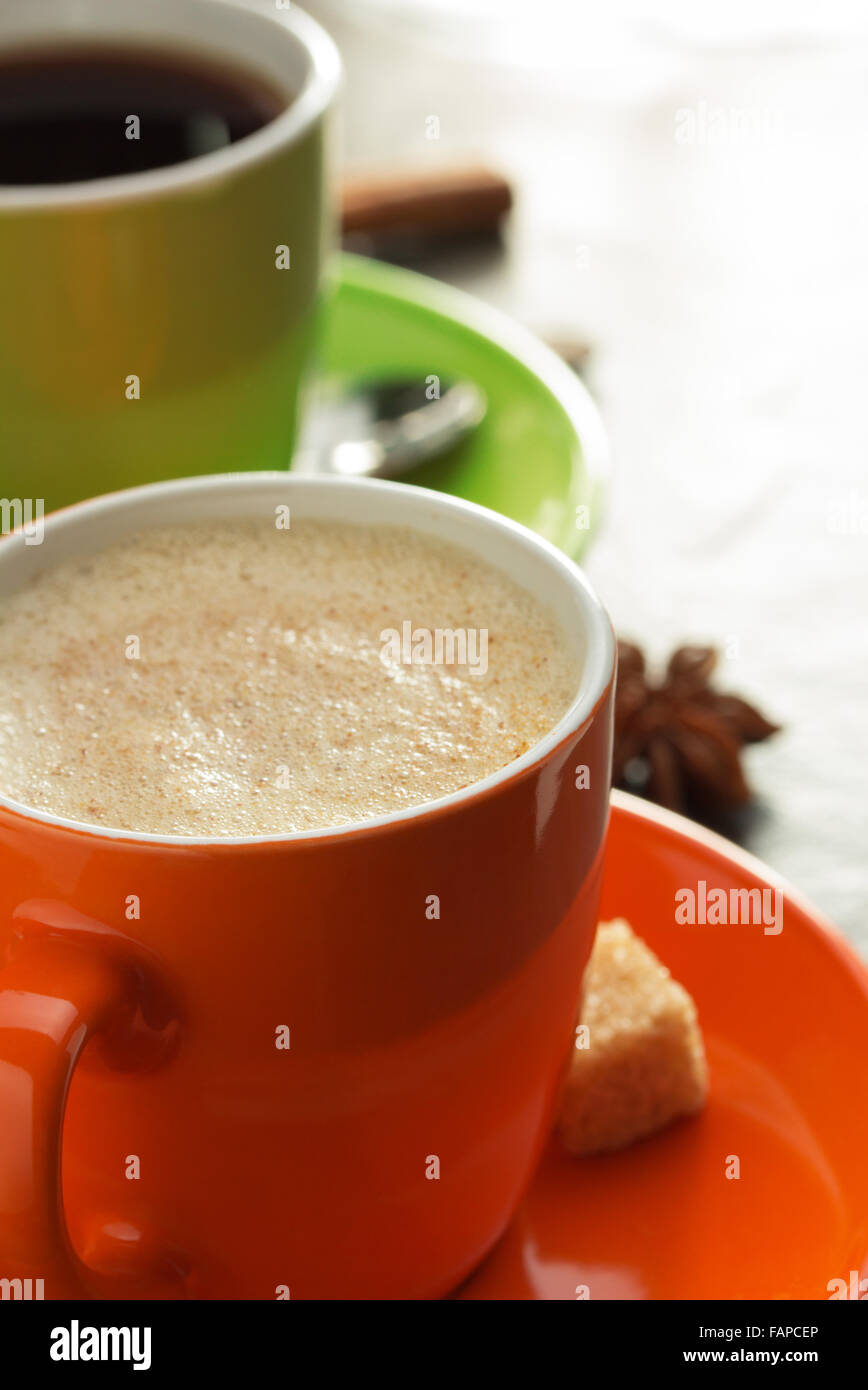 cup of coffee on table Stock Photo - Alamy