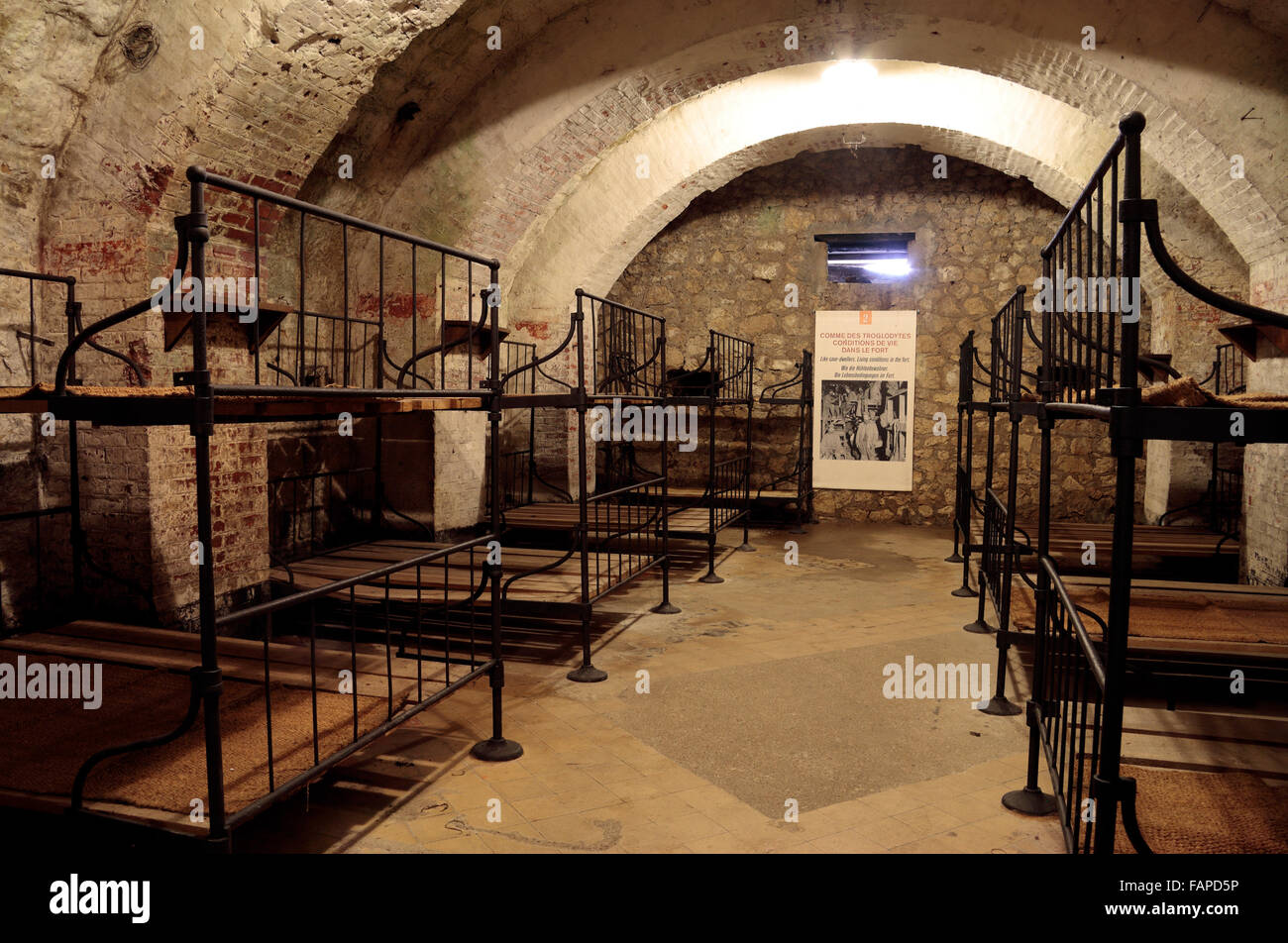 Soldier barrack room inside Fort de Vaux, Verdun, Lorraine, France ...