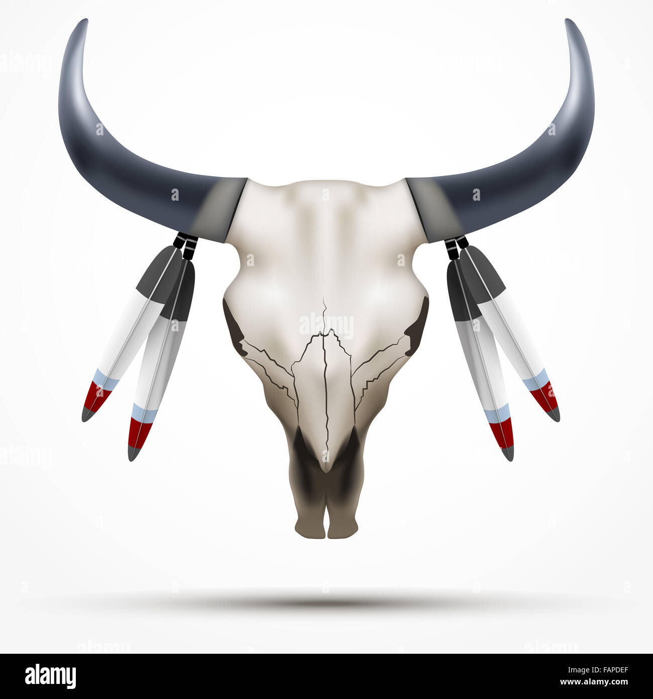 Bull skull with feathers. Indian totem. Illustration isolated on white ...