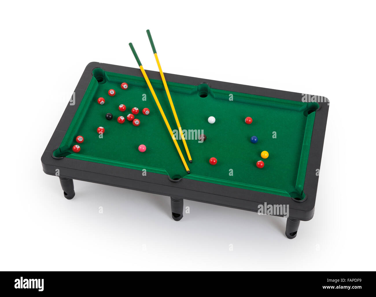 Miniature billiard table on a white background Stock Photo - Alamy