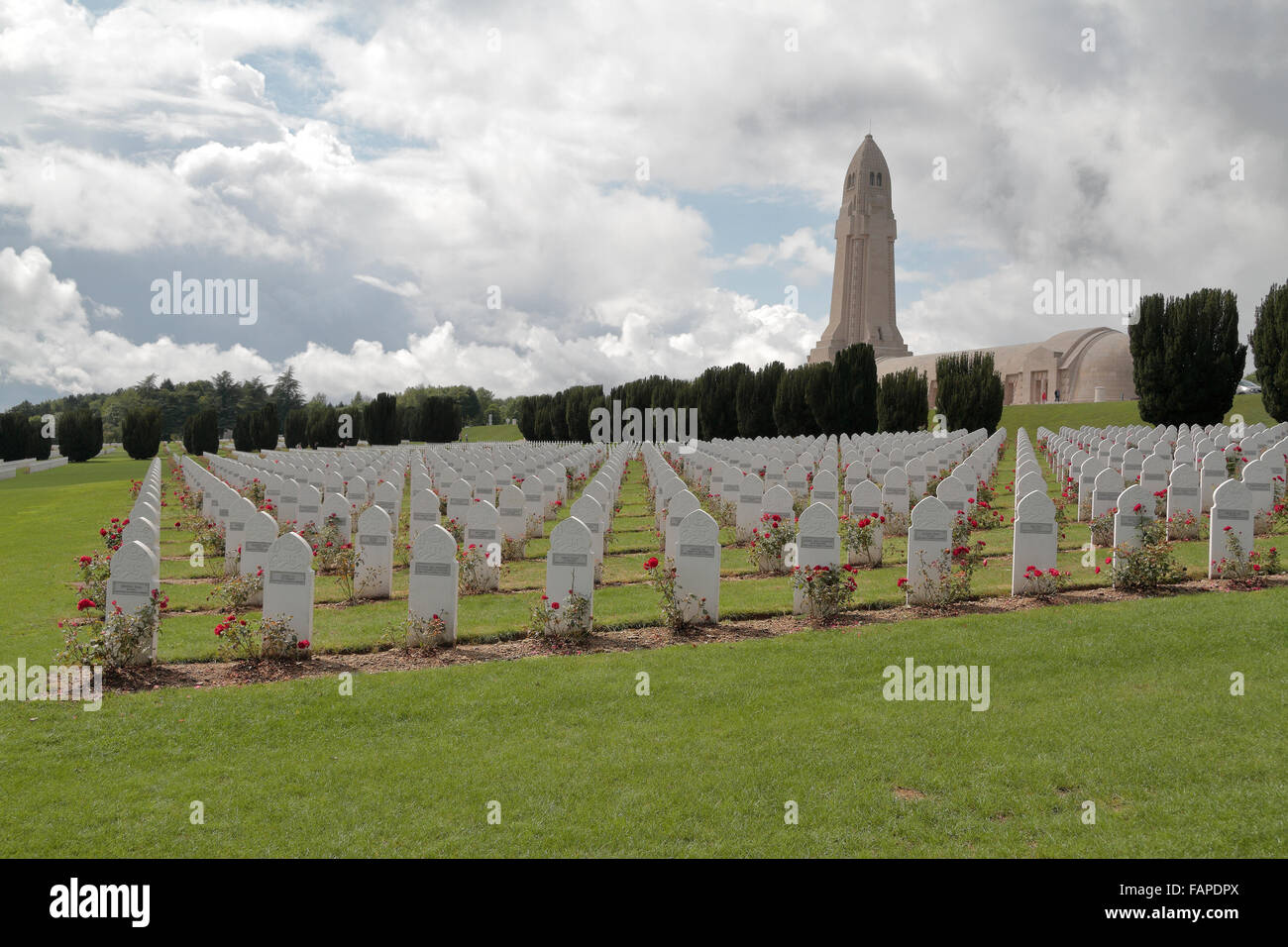 Muslim headstones in the French National Cemetery in front of the ...