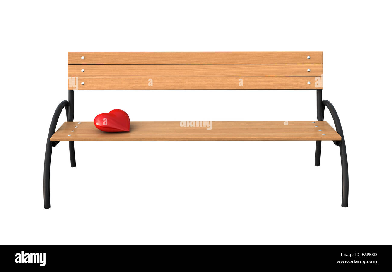 3d render of heart over garden bench isolated on white background Stock ...