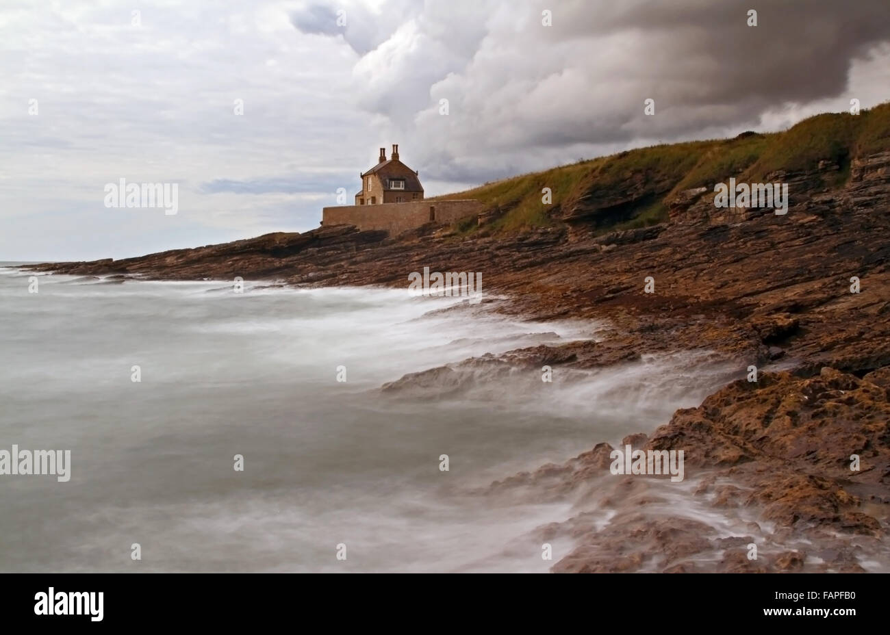 Coastal View of The Bathing House, Howick, Northumberland Stock Photo ...