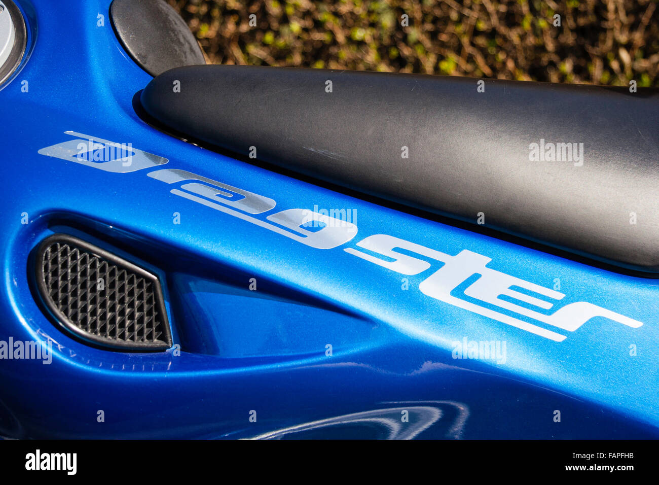 Motor-Scooter, Italjet Dragster 180. Close up of logo brand Name ...