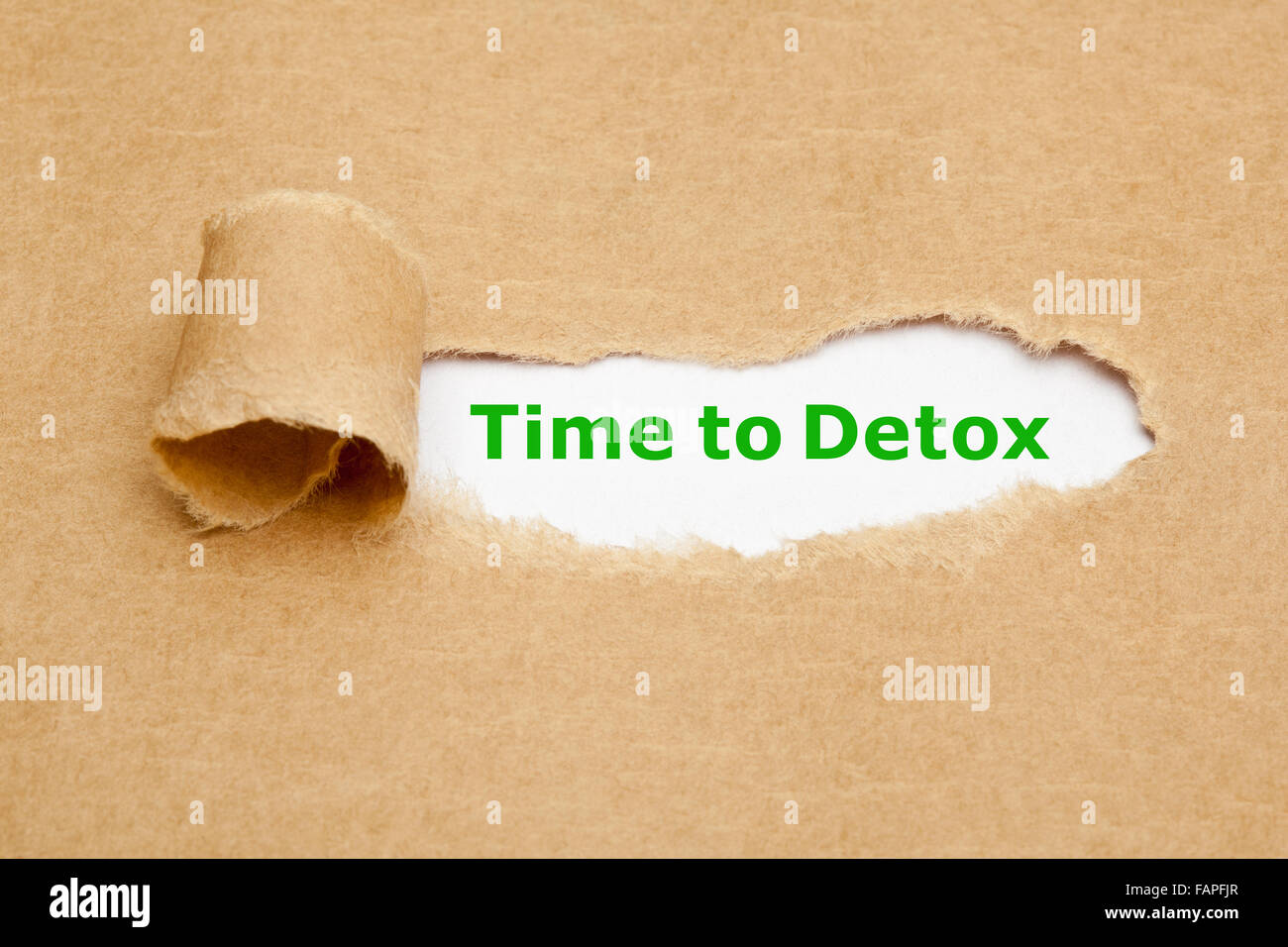 Time to Detox Torn Paper Concept Stock Photo - Alamy