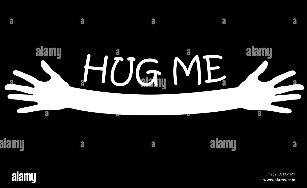 Hug me written above open arms and hands, vector Stock Vector Image ...