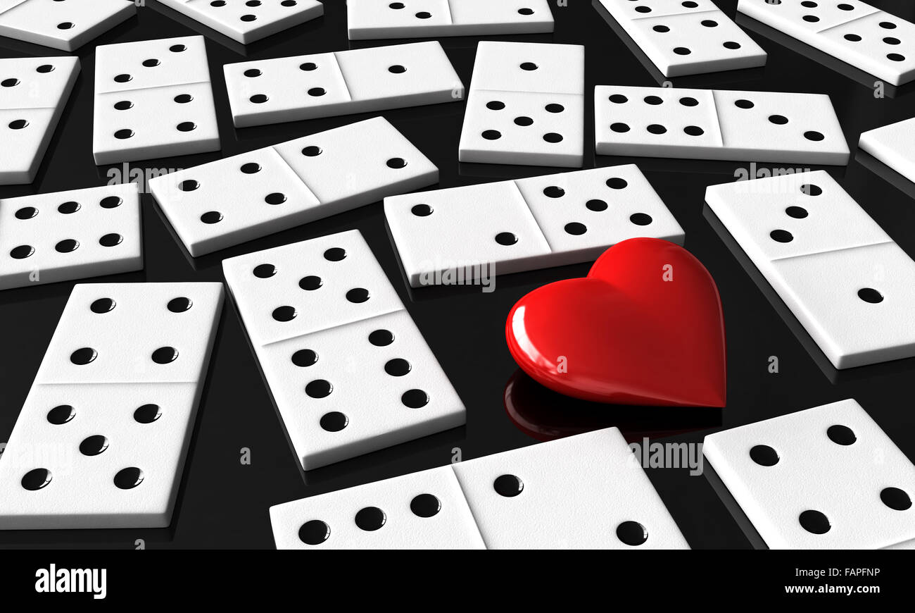 3d render of heart and domino blocks Stock Photo - Alamy