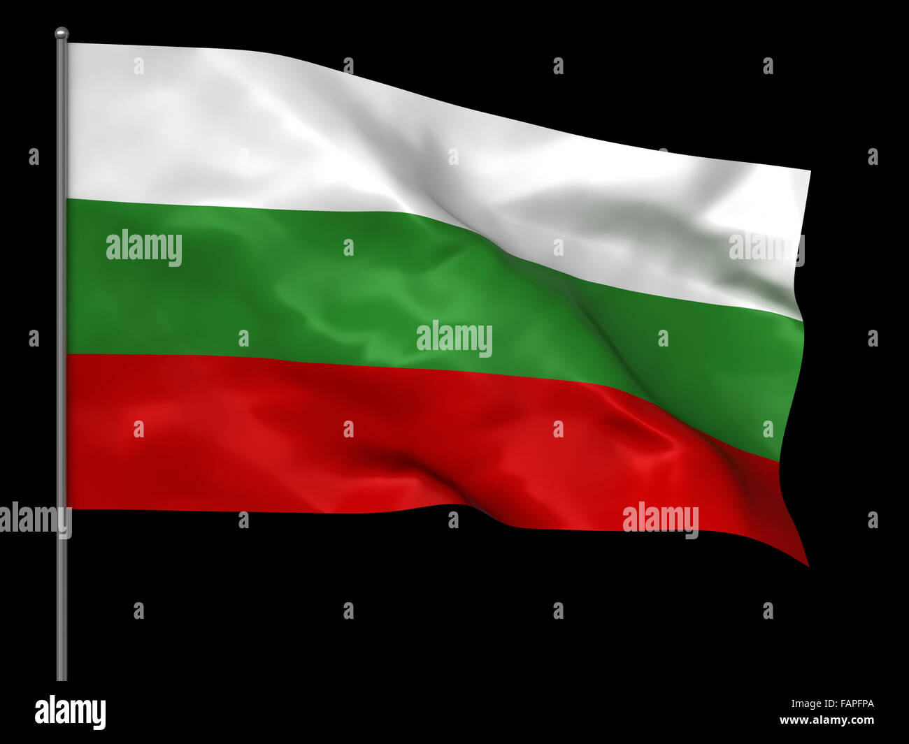 Waving Bulgarian flag isolated over black background Stock Photo - Alamy