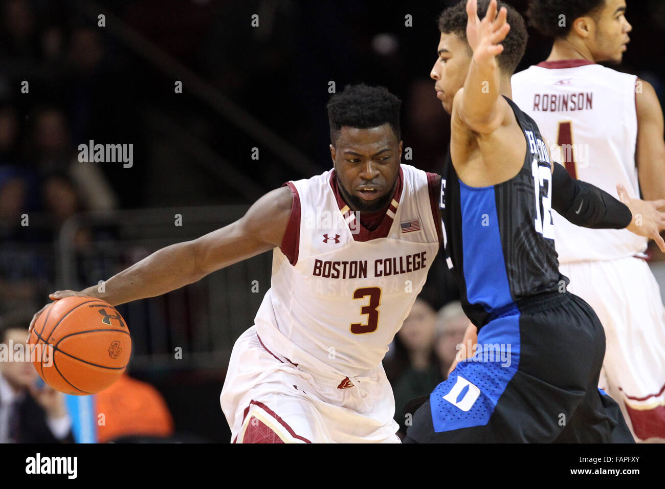 Conte Forum. 2nd Jan, 2016. MA, USA; Boston College Eagles guard Eli ...