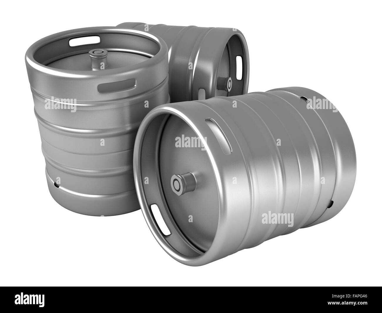 3d render of beer kegs isolated over white background Stock Photo - Alamy