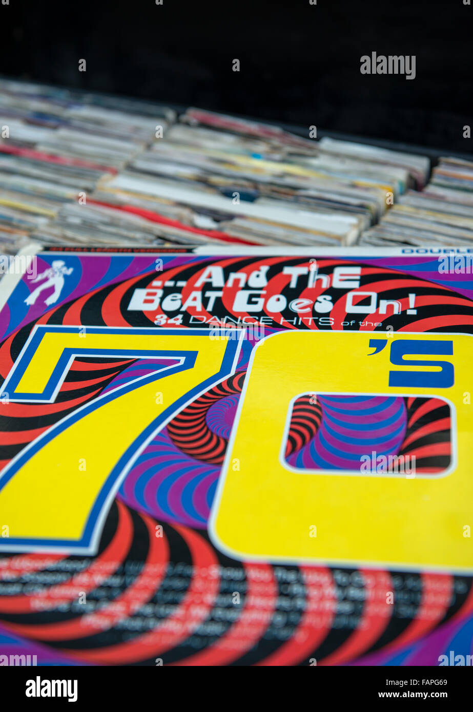 Close up of a collection of 1970s records on vinyl Stock Photo - Alamy