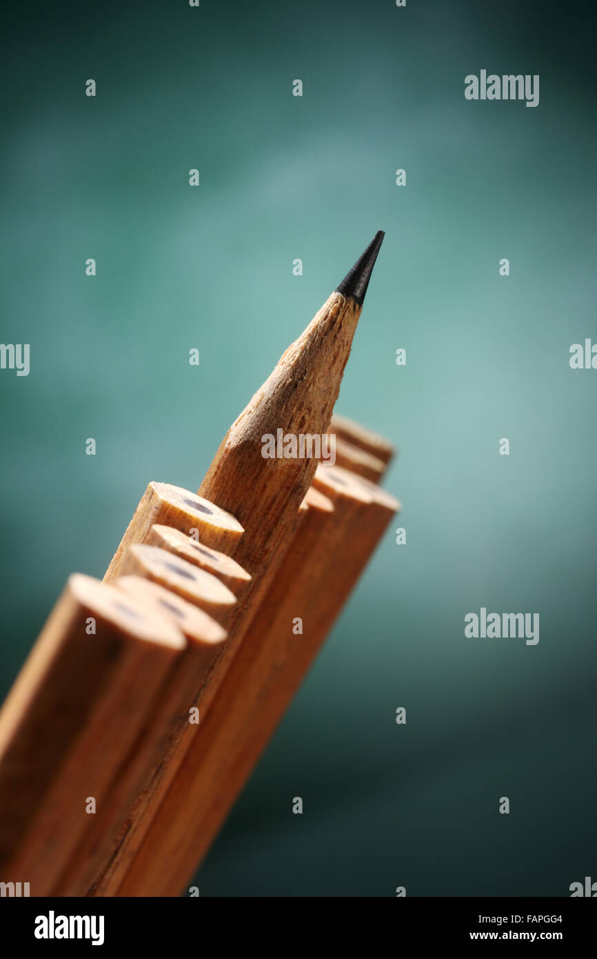 One sharpened pencils in row with pencil ends Stock Photo - Alamy