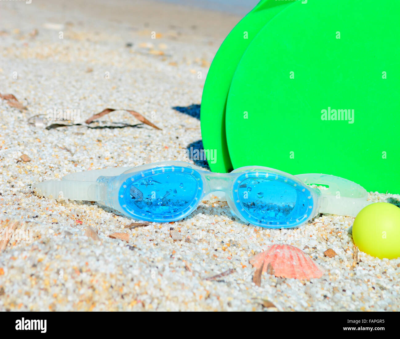 summer objects on the golden sand Stock Photo - Alamy