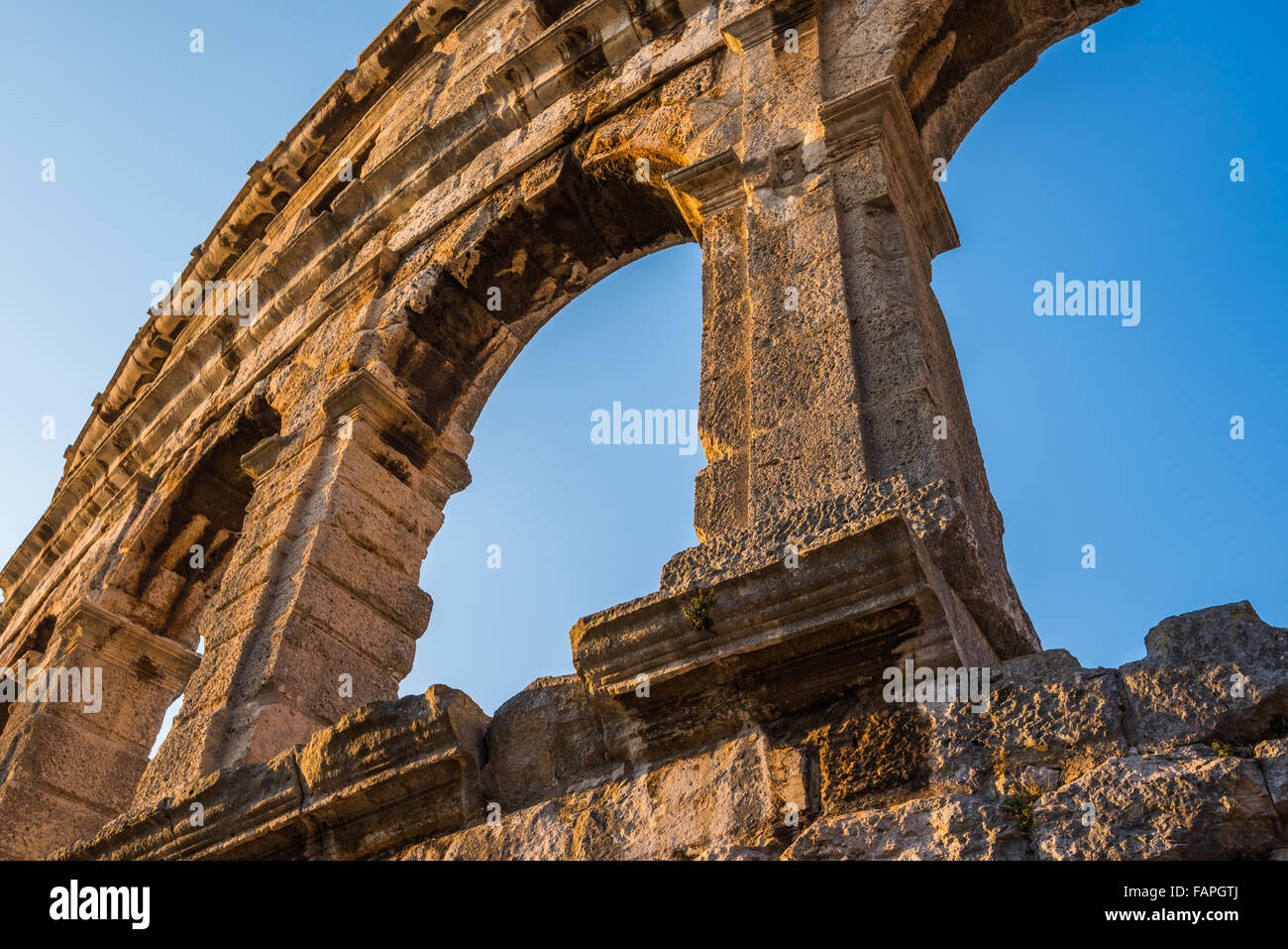 Architecture Details of the Roman Amphitheater Arena in Sunny Summer ...
