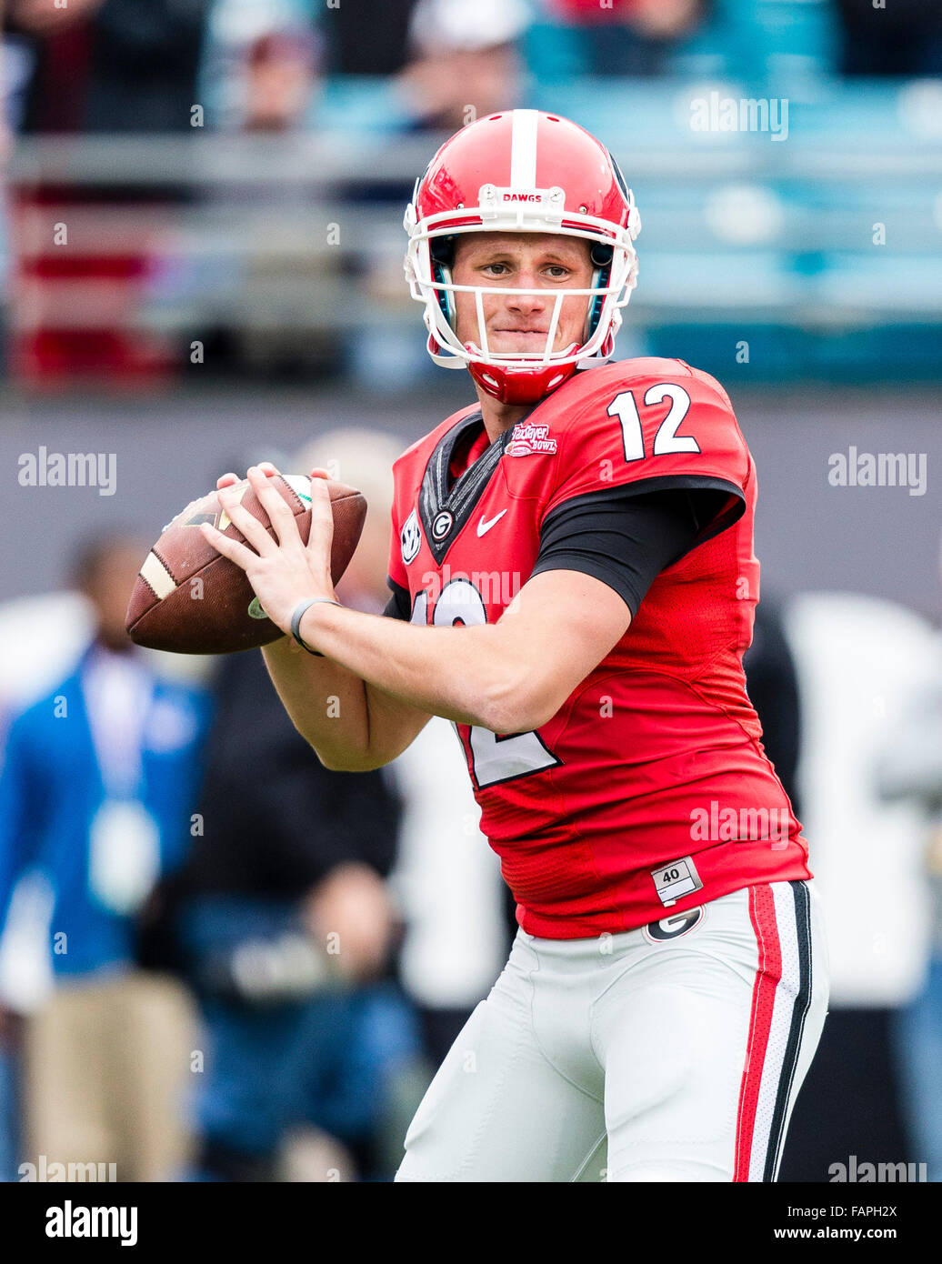 Jacksonville FL, USA. 2nd Jan, 2016. Georgia Bulldogs quarterback Brice ...