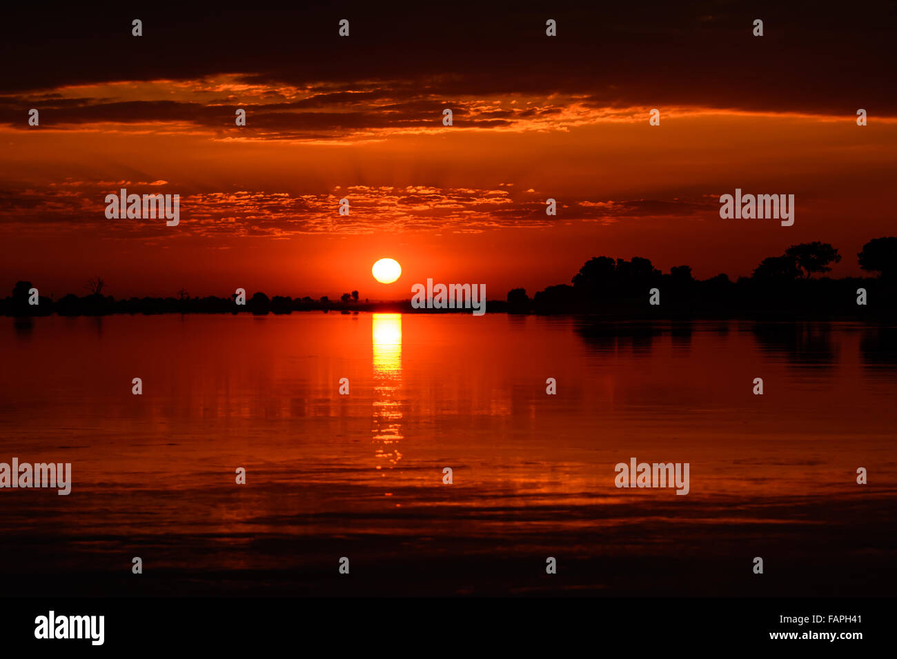 Sunset on the Chobe River,Botswana Stock Photo - Alamy