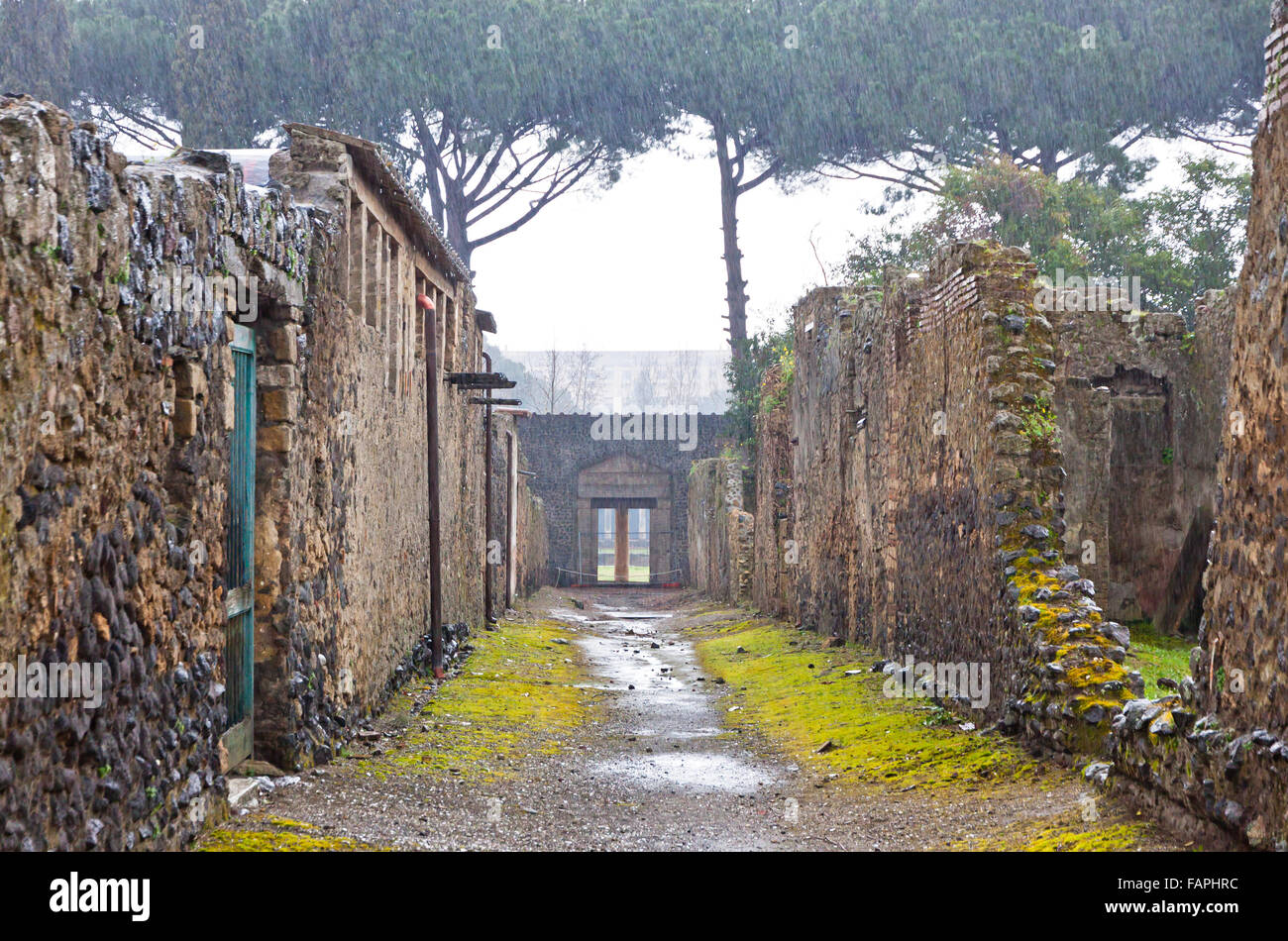 Ruins of Ancient Roman city of Pompei, Italy. City was destroyed and ...